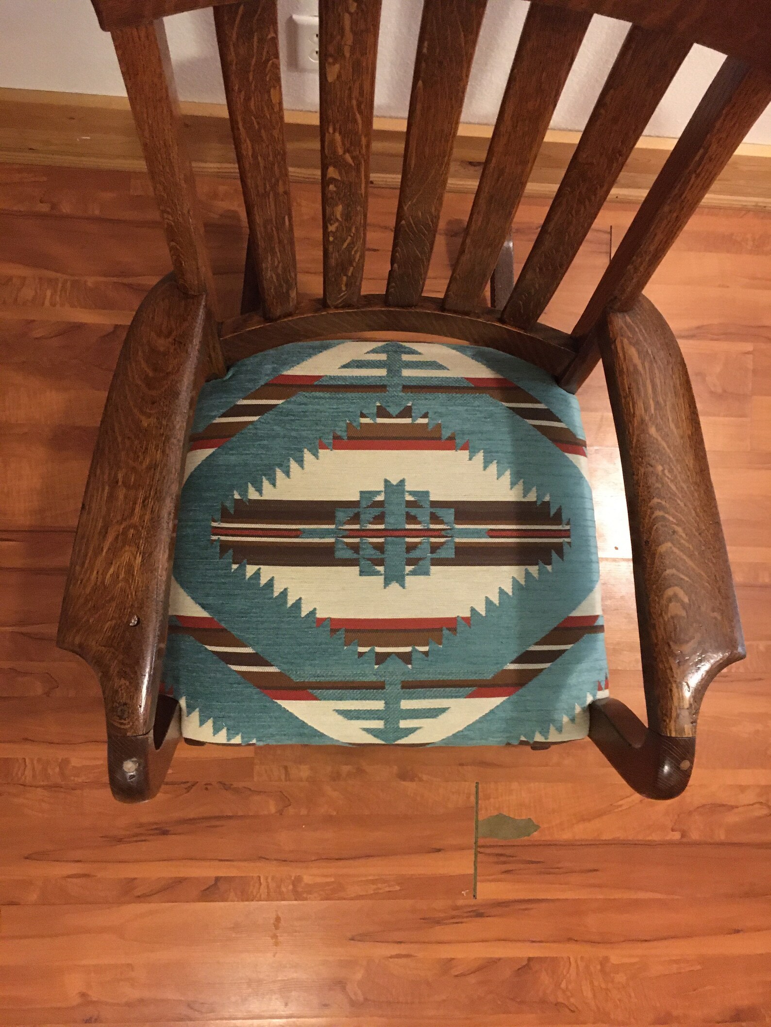 SOLD Reupholstered Antique Tiger Oak Rocking Chair. Made to Order - Etsy