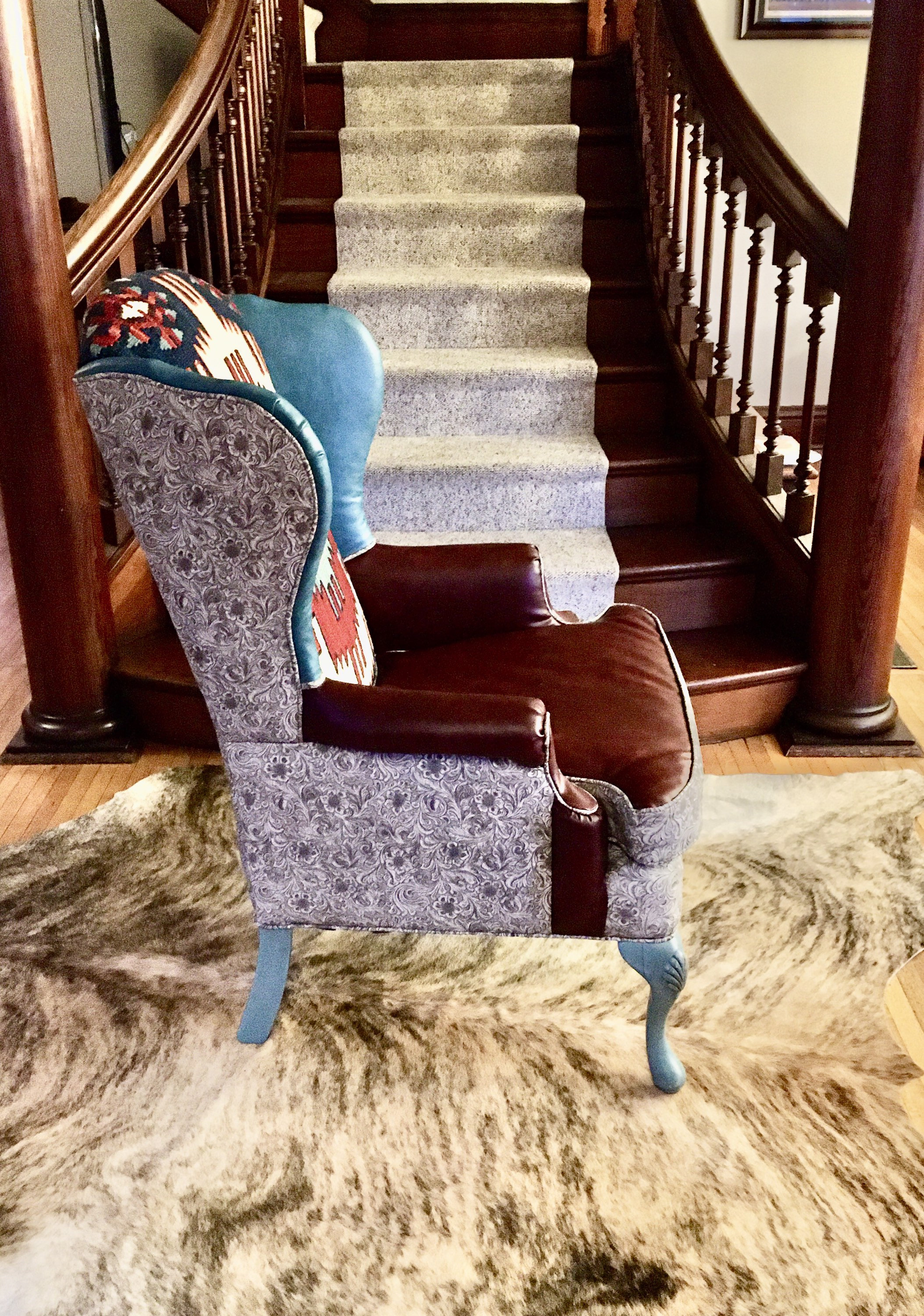 SOLD - Reupholstered Wingback Chair With Turkish Blanket. Made to Order ...