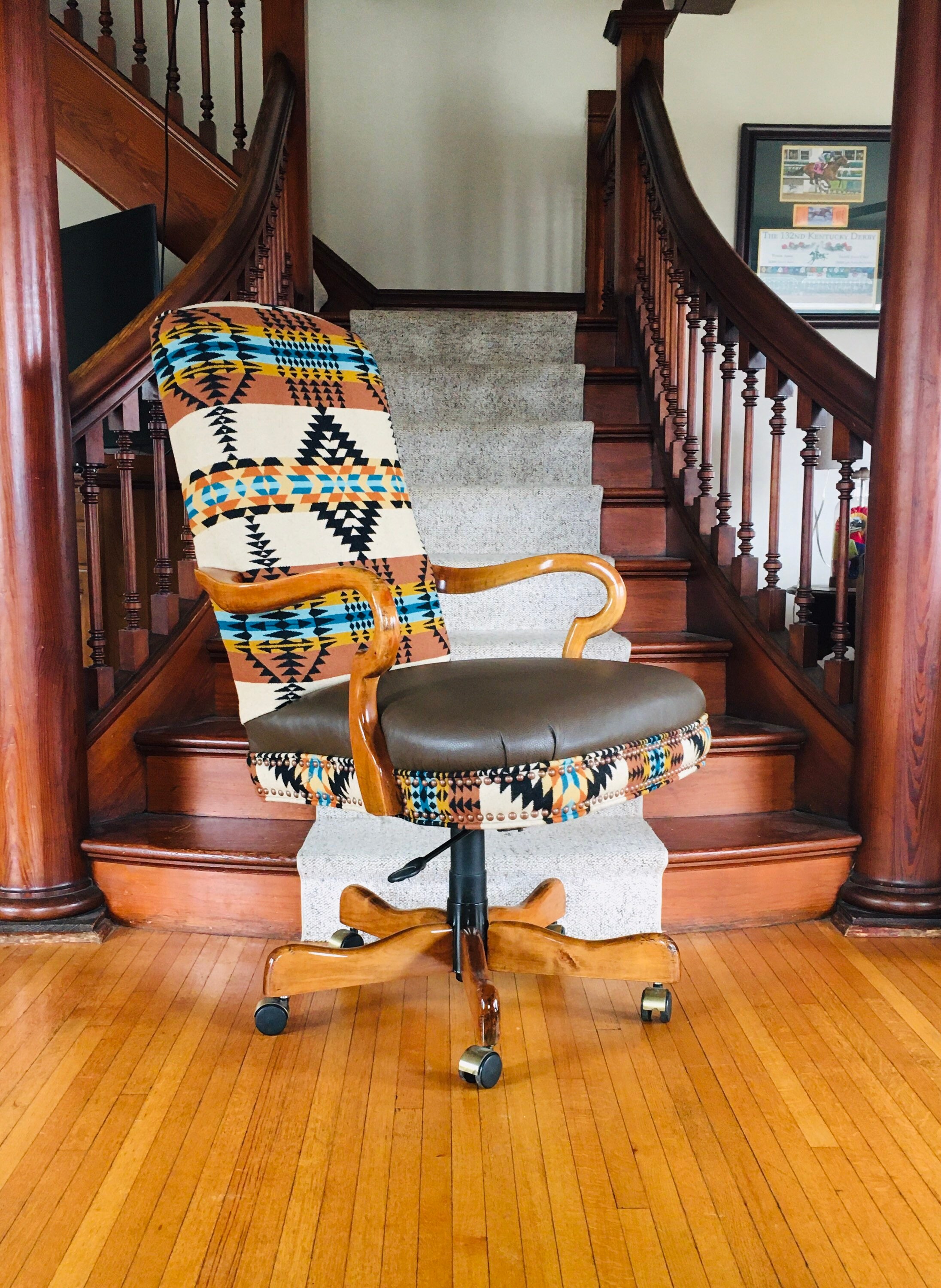 SOLD Made to Order Reupholstered Goose Neck Office Chair With Ranch ...