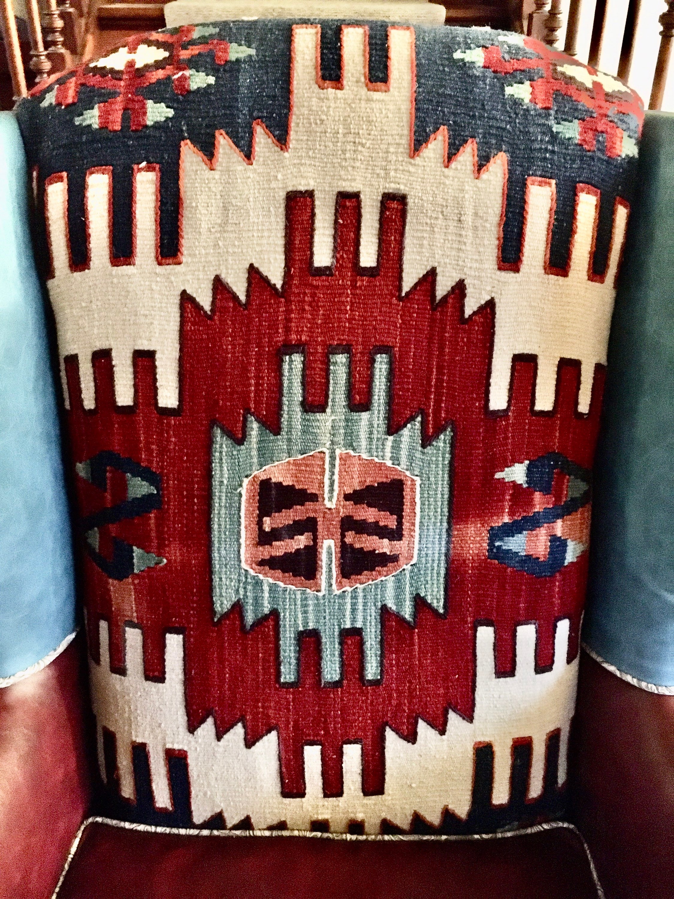 SOLD - Reupholstered Wingback Chair With Turkish Blanket. Made to Order ...