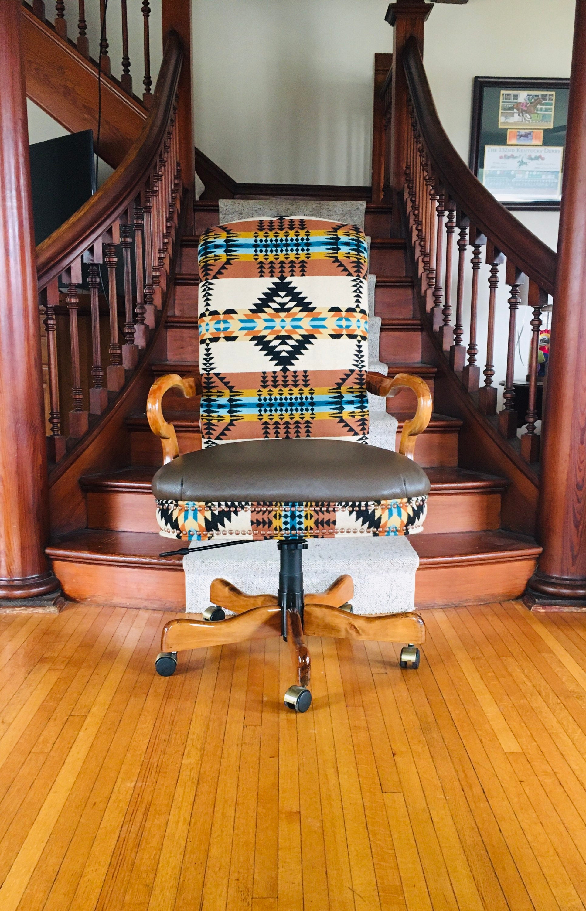 SOLD Made to Order Reupholstered Goose Neck Office Chair With Ranch ...