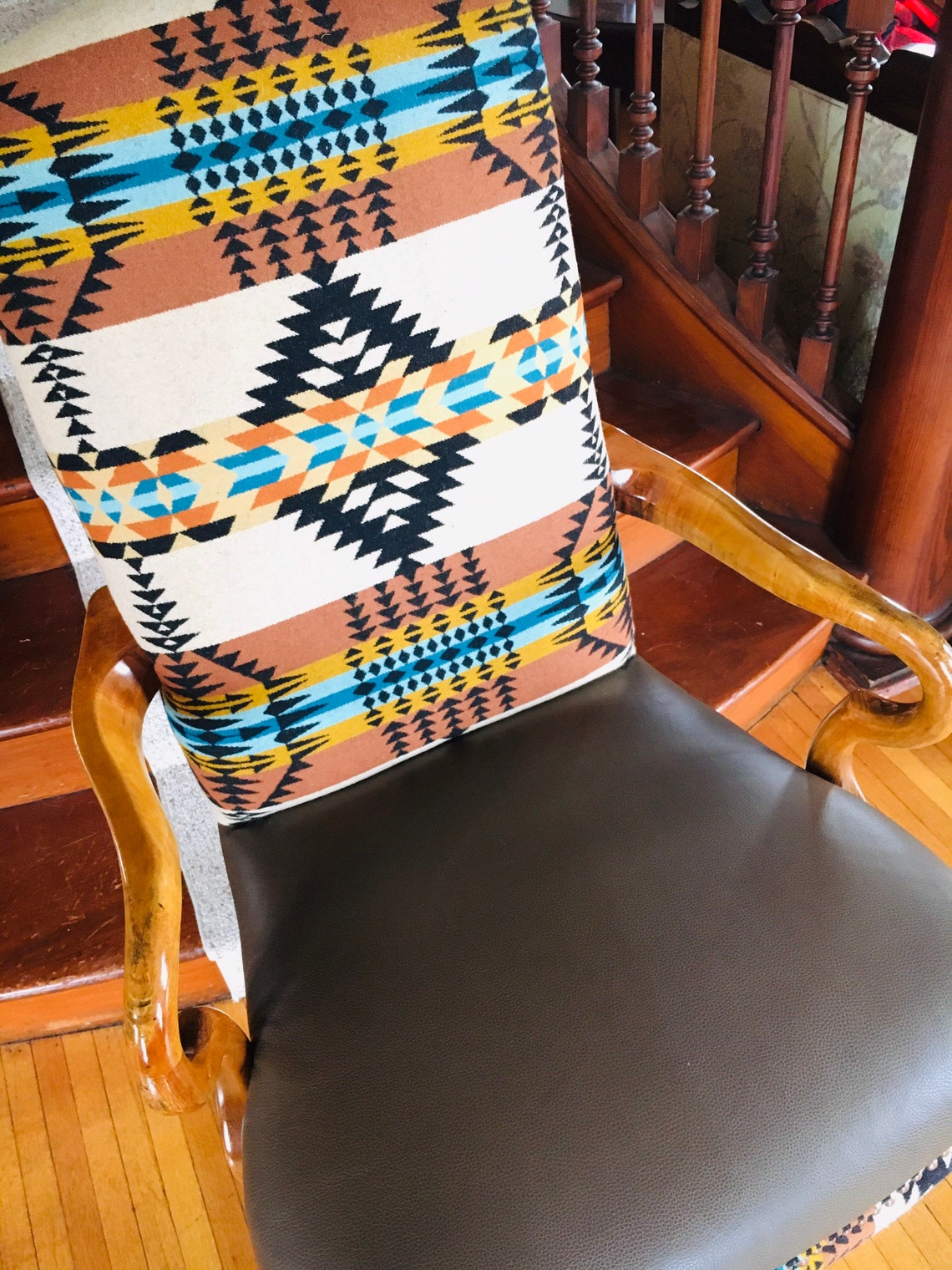 SOLD Made to Order Reupholstered Goose Neck Office Chair With Ranch ...