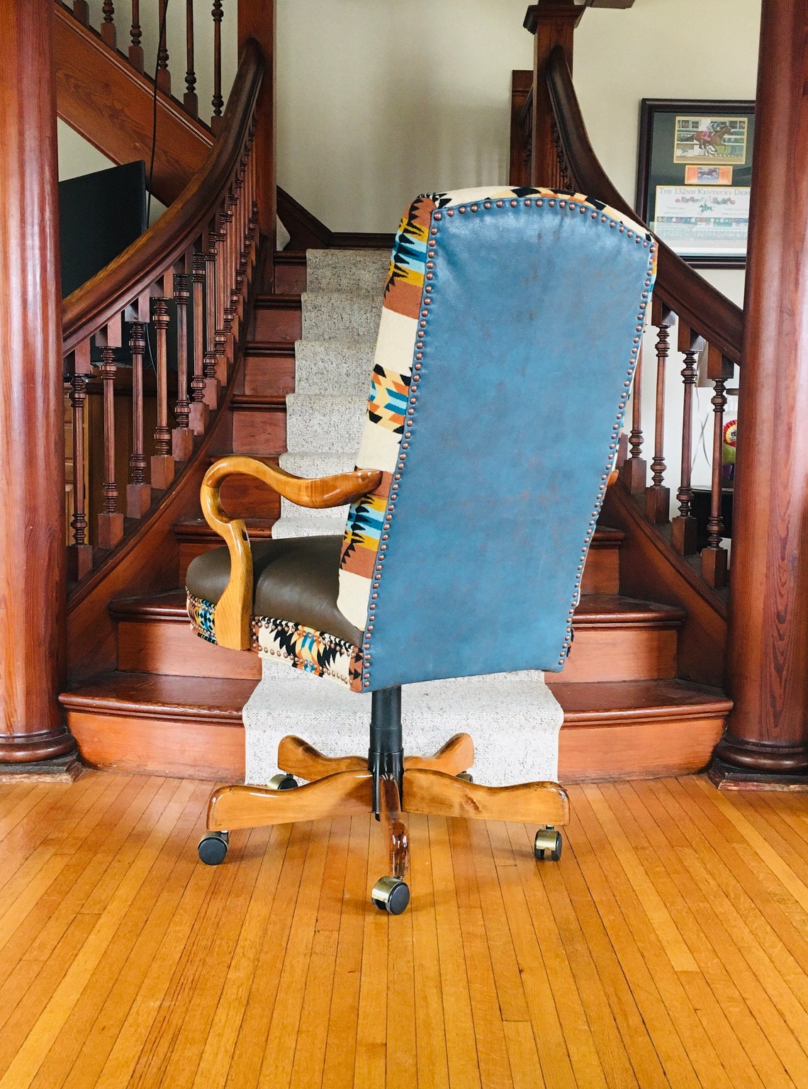 SOLD Made to Order Reupholstered Goose Neck Office Chair With Ranch ...