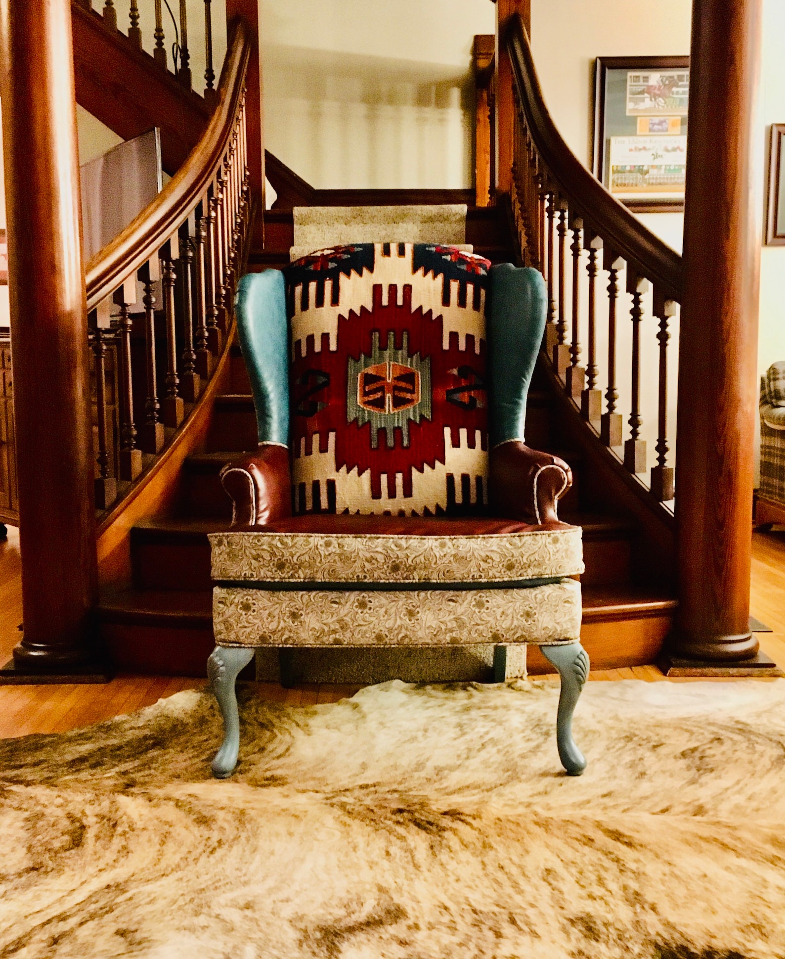 SOLD - Reupholstered Wingback Chair With Turkish Blanket. Made to Order ...