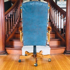 SOLD - Made to Order** Reupholstered Goose Neck Office Chair With Ranch ...