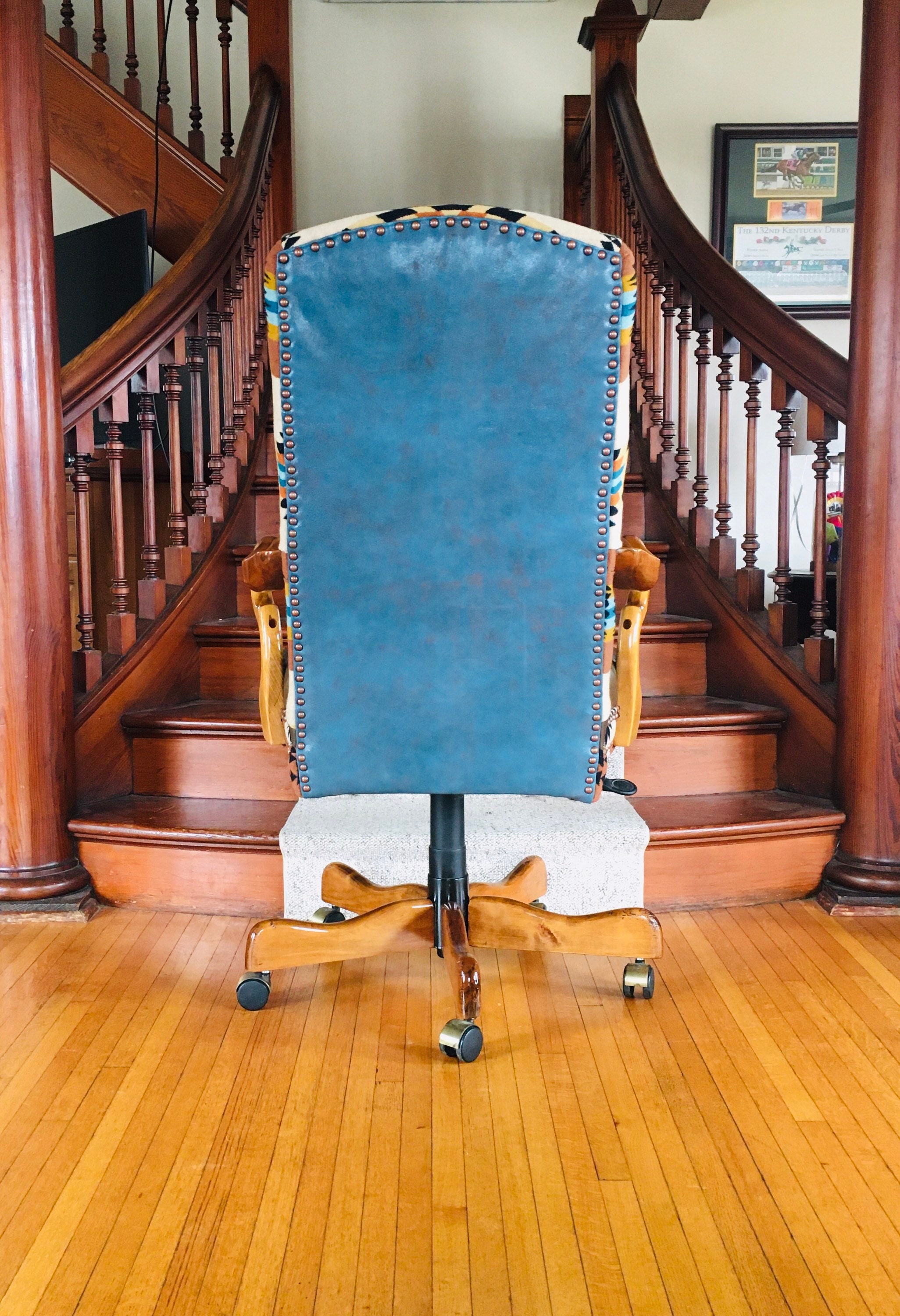 SOLD Made to Order Reupholstered Goose Neck Office Chair With Ranch ...