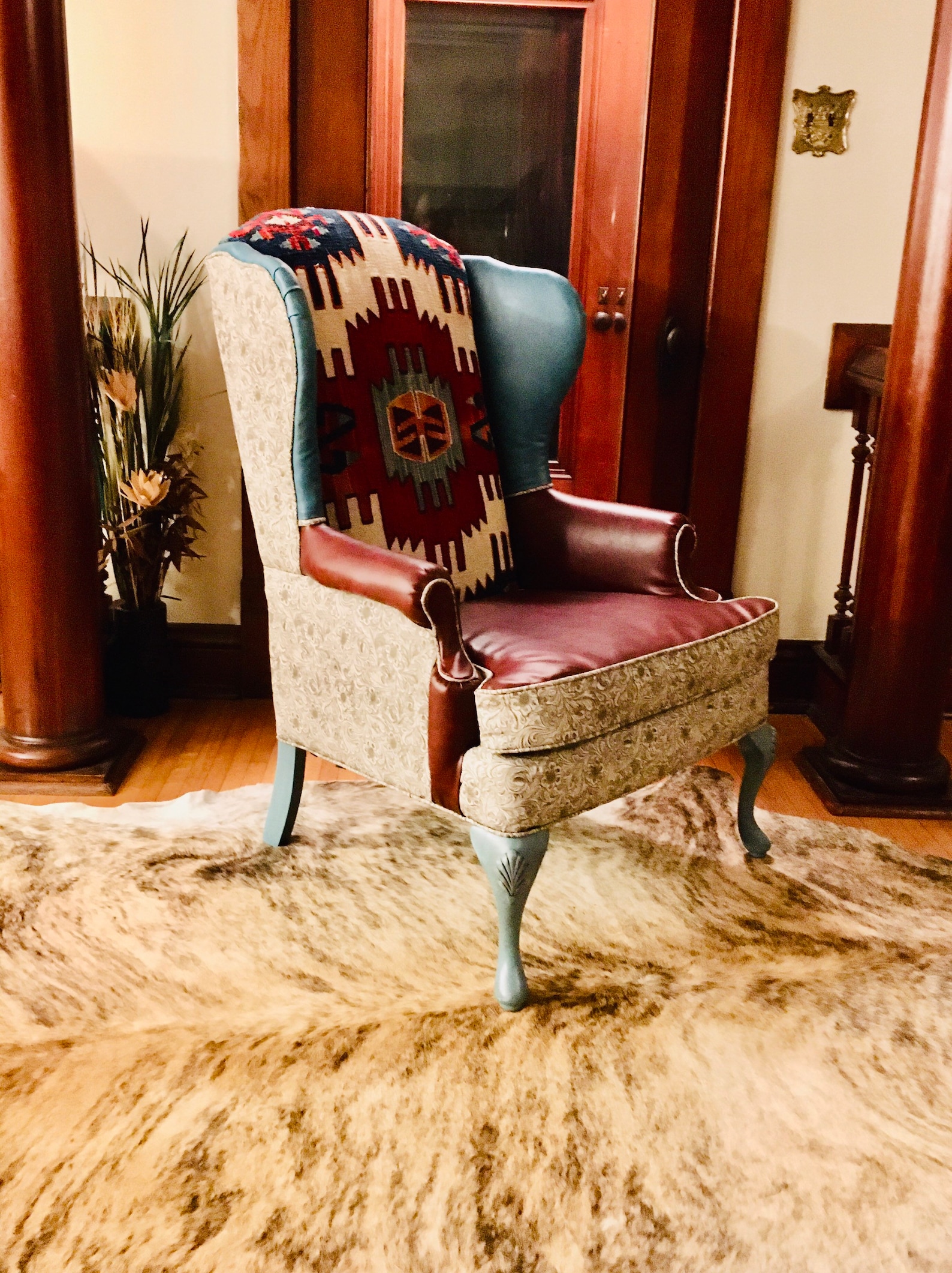SOLD - Reupholstered Wingback Chair With Turkish Blanket. Made to Order ...