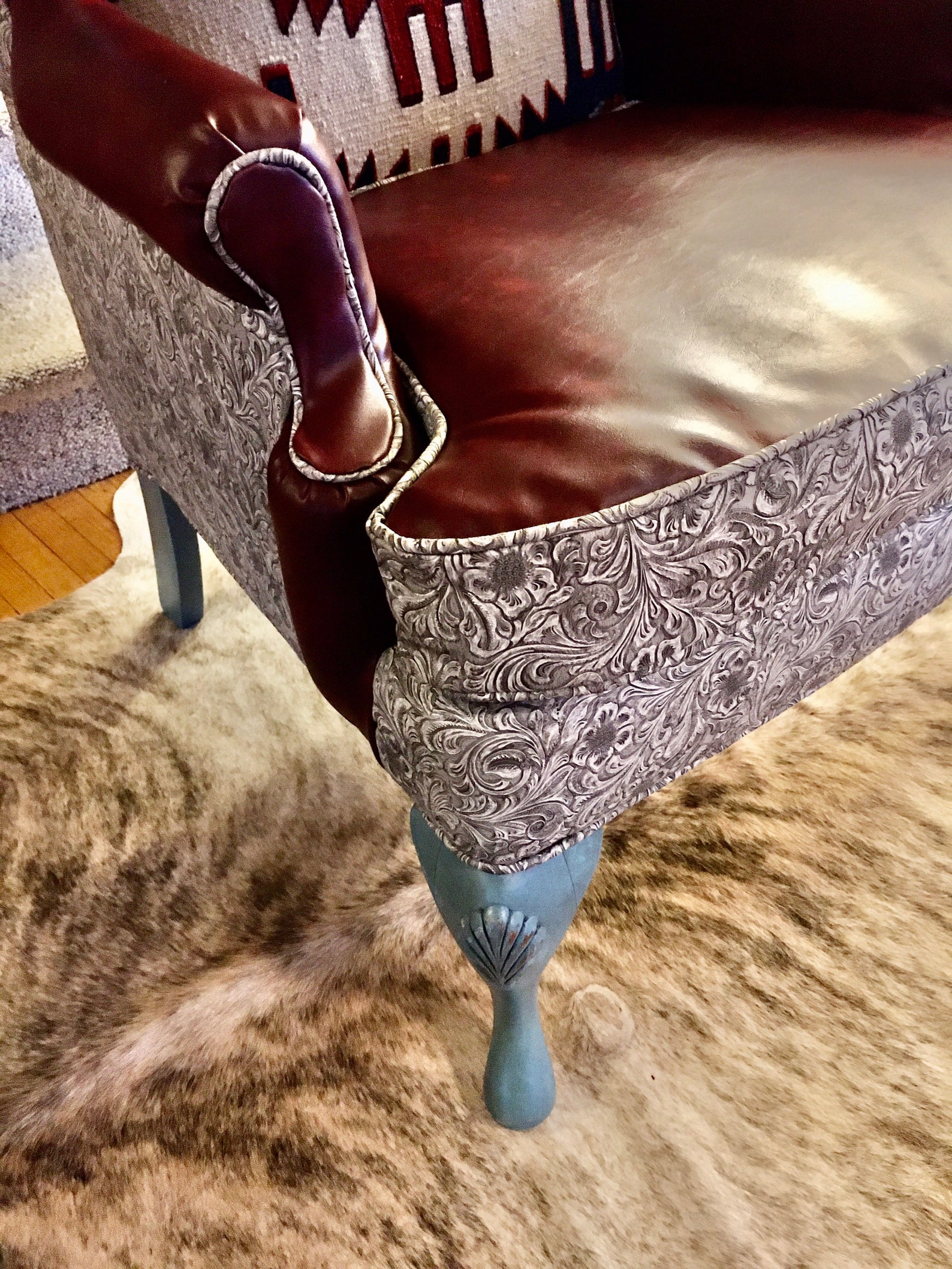 SOLD - Reupholstered Wingback Chair With Turkish Blanket. Made to Order ...