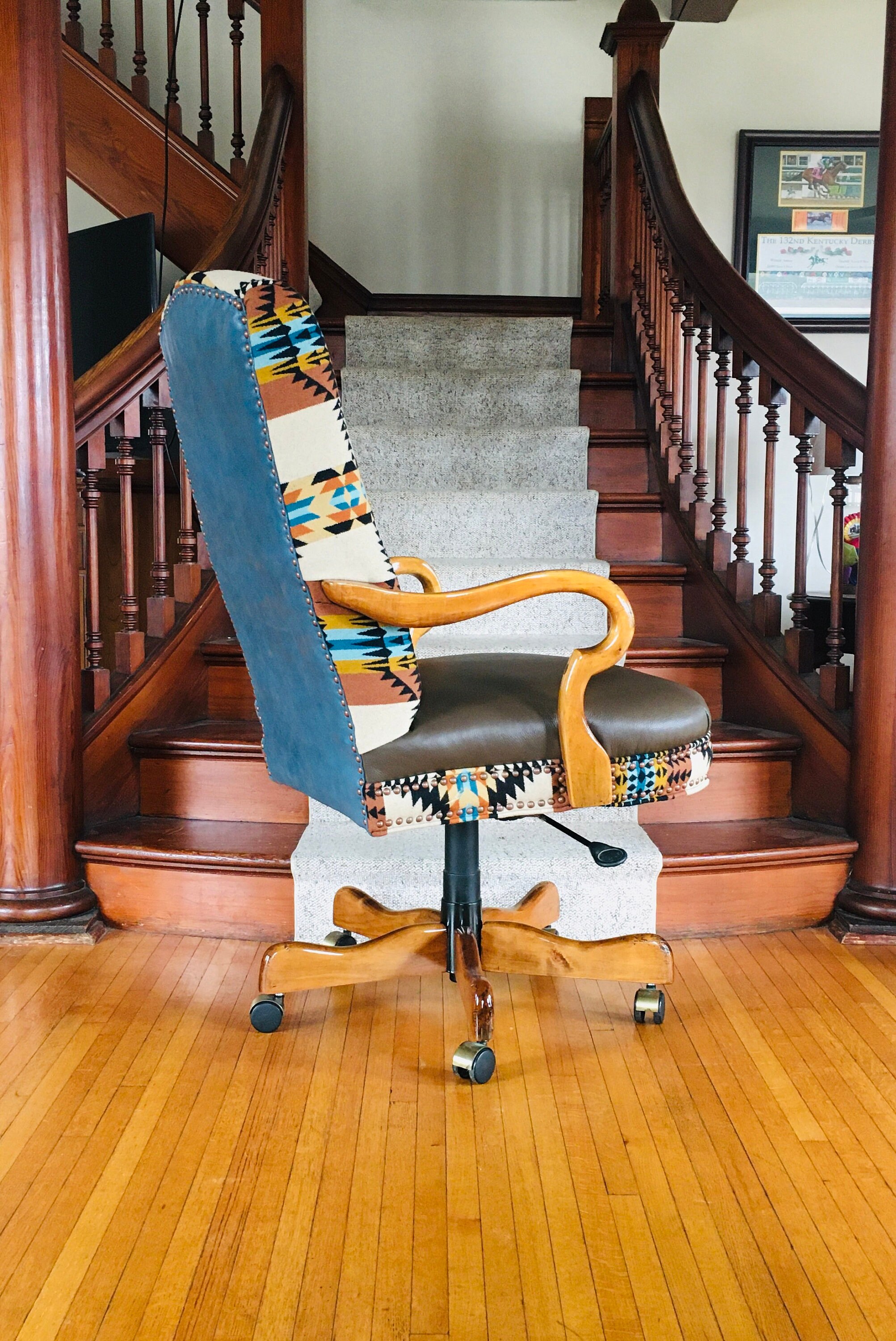 SOLD Made to Order Reupholstered Goose Neck Office Chair With Ranch ...
