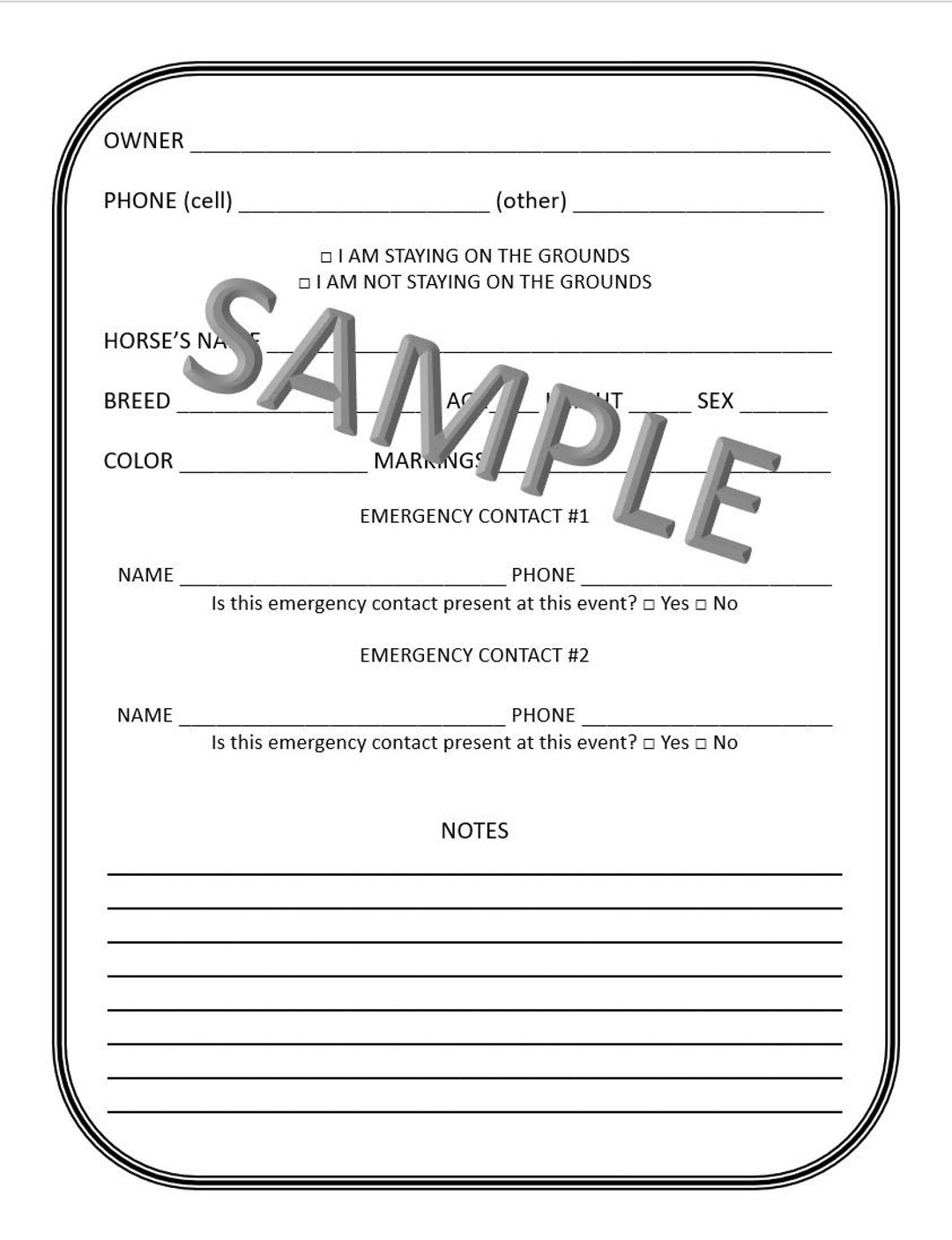 Horse Show Stall Card - Etsy