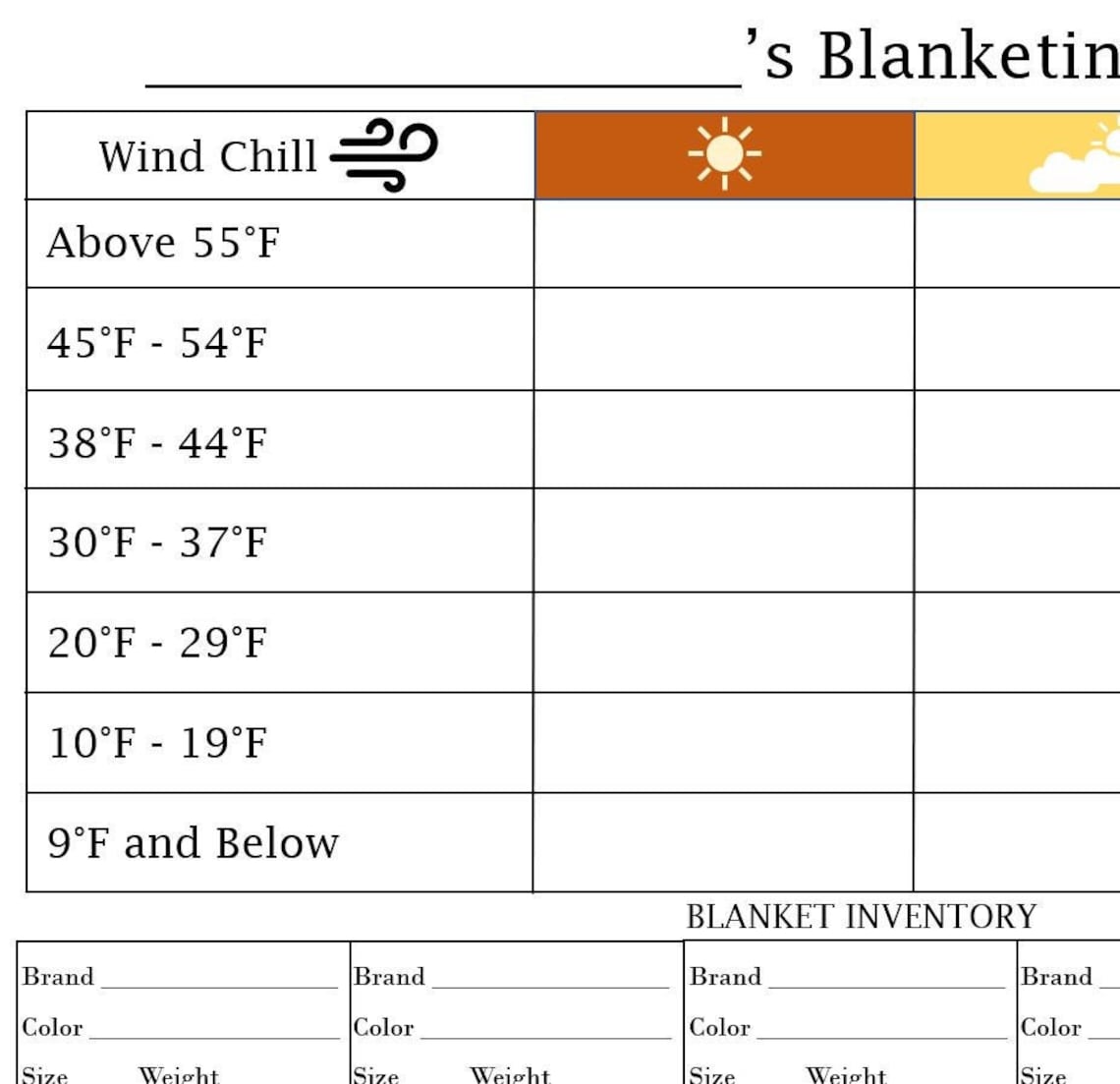Horse Blanket Stall Front Chart - Etsy