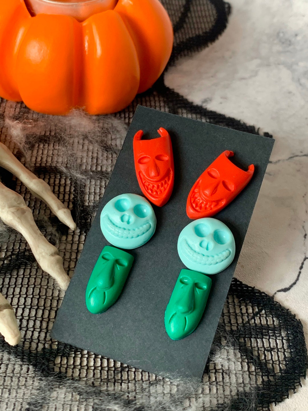 Halloween Kids Mask Polymer Clay Stud Pack - Etsy