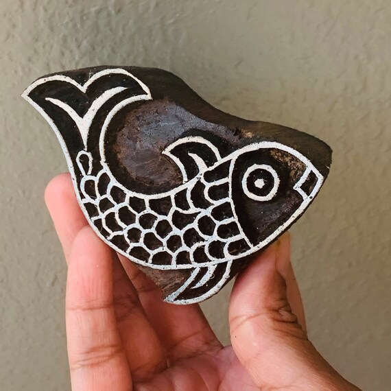 FISH Stamp Wood Stamp for Pottery Hand carved pattern/texture | Etsy