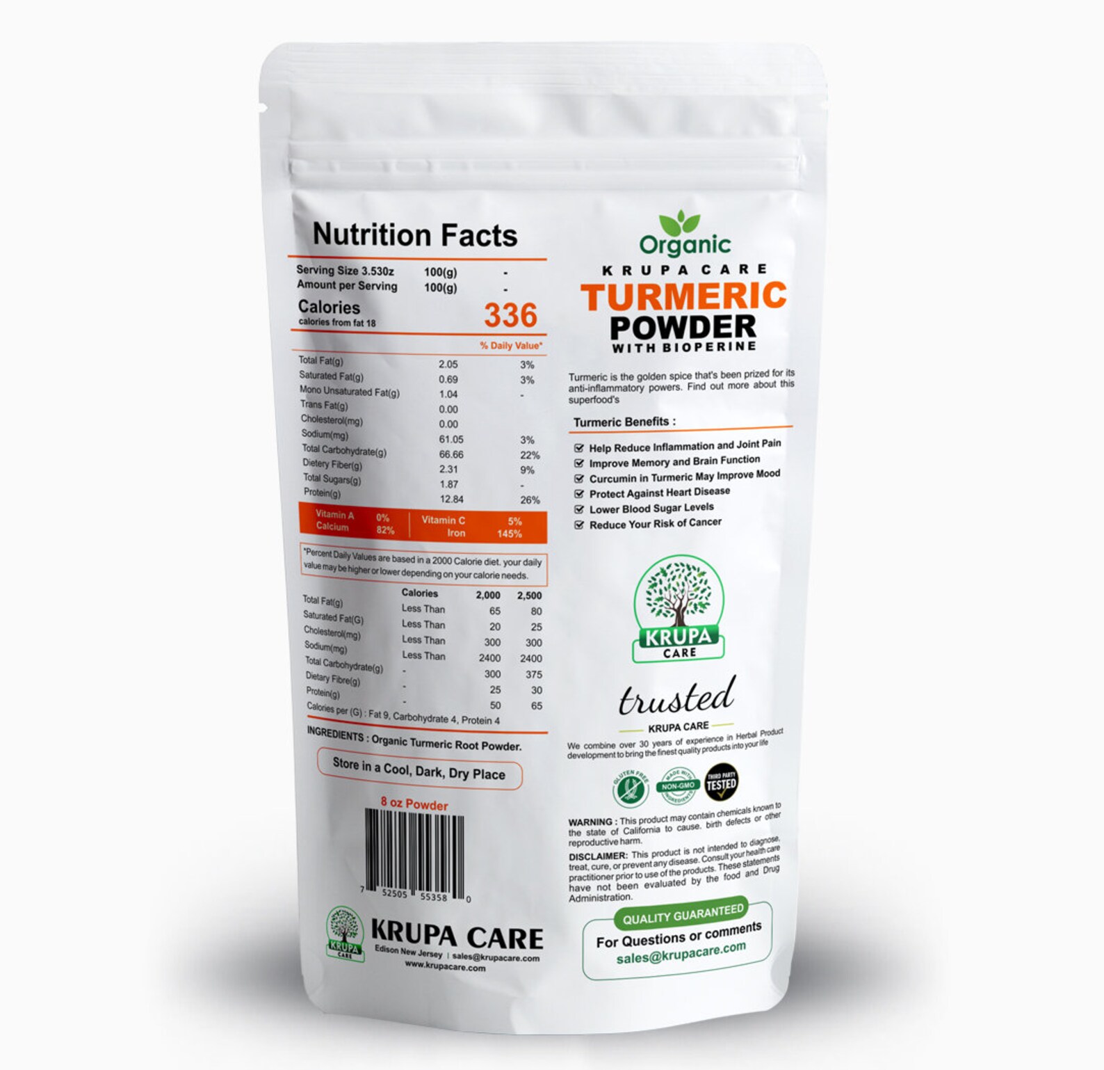 ORGANIC TURMERIC curcumin Root Powder 100% Pure golden Milk 1 LB Zero ...