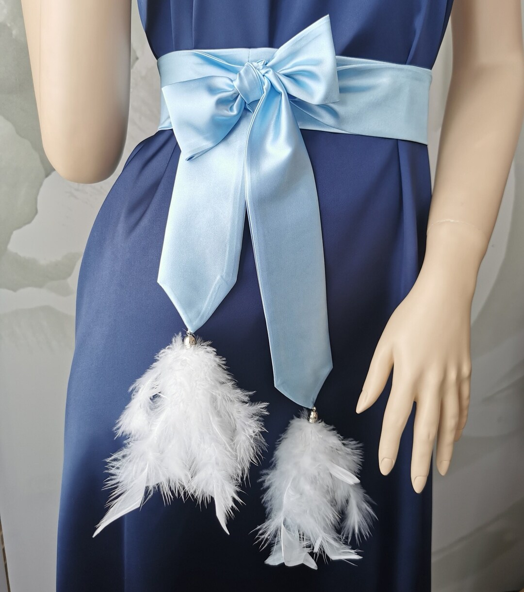 16 Colors Sash Belt With Feathers Sky Blue Satin Belt Skirt, Shorts ...