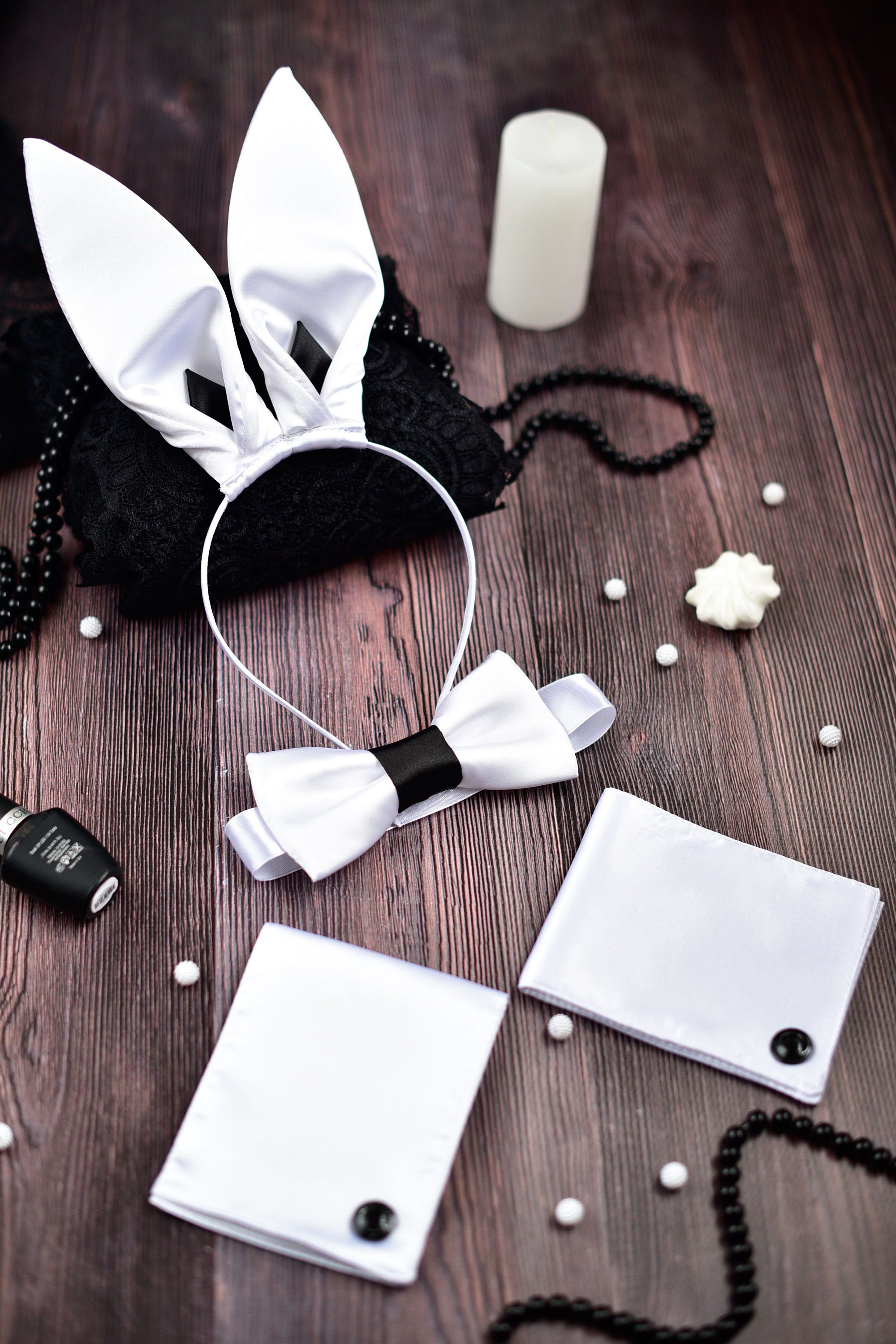 Grey white bunny ears cosplay set Erotic role play costume | Etsy