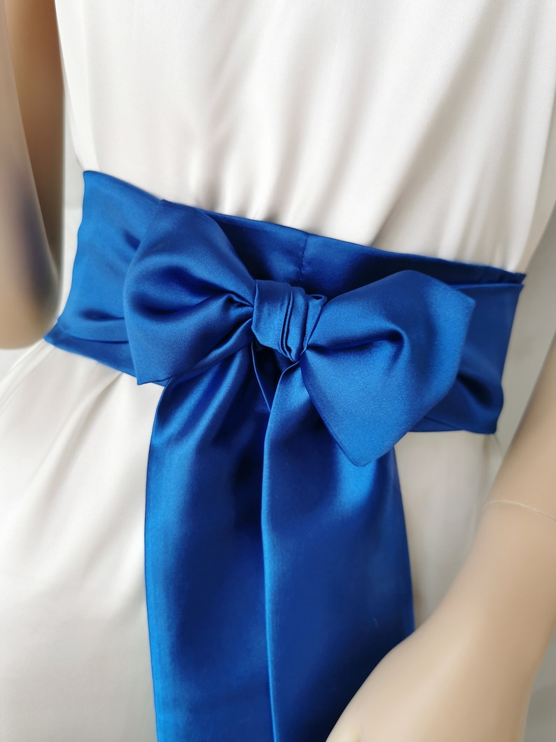 Wedding Dress Belt Royal Blue Satin Sash Extra Long Women Belt for ...