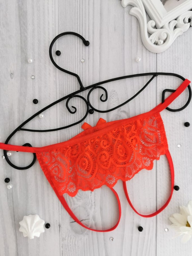 Rote Spitze Ouvert Höschen Offener Schritt Dessous Erotik Für Etsy De
