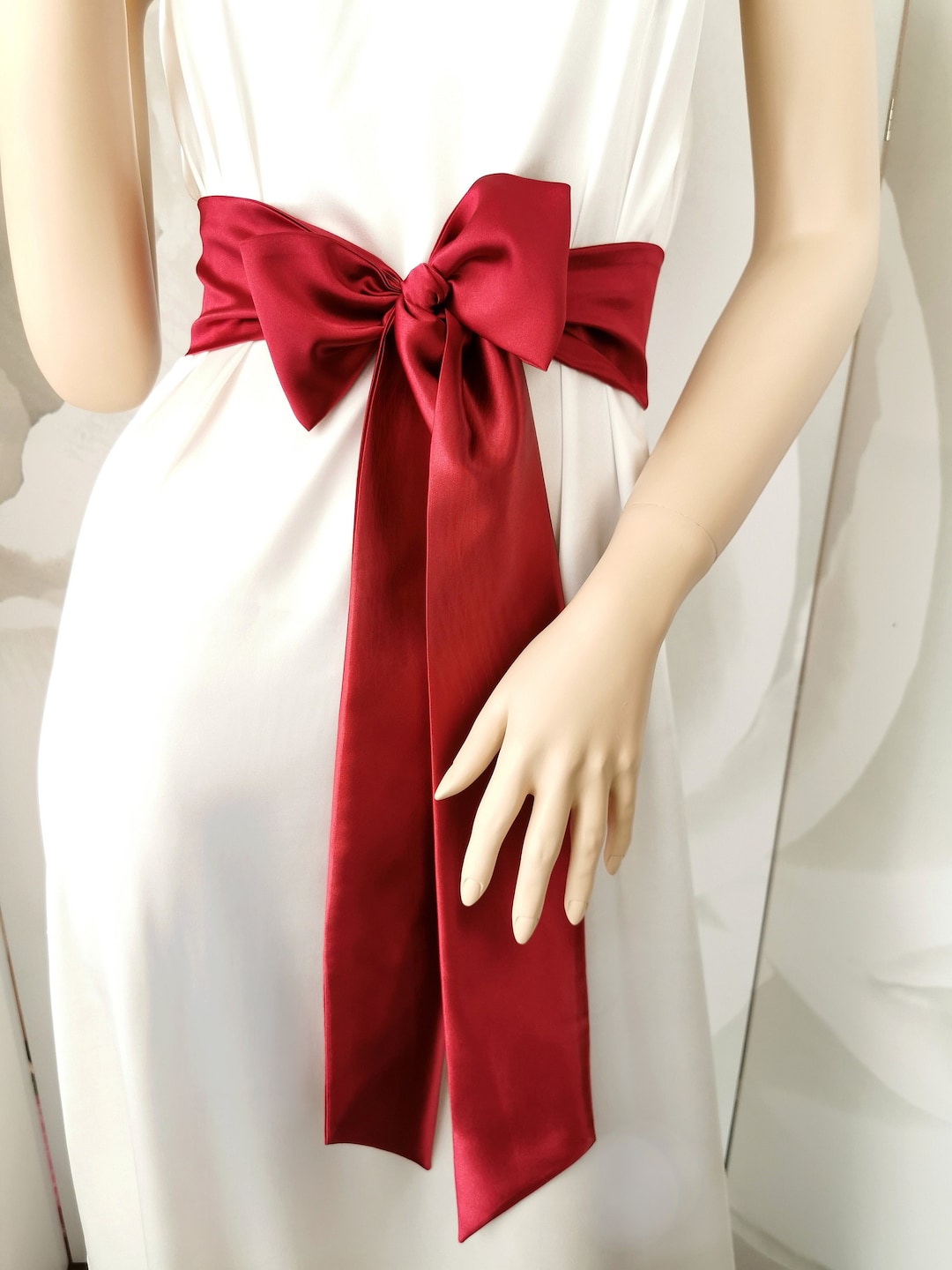 Sash for Wreath Long Belt, 20 Colors, Burgundy Satin Belt Wine ...