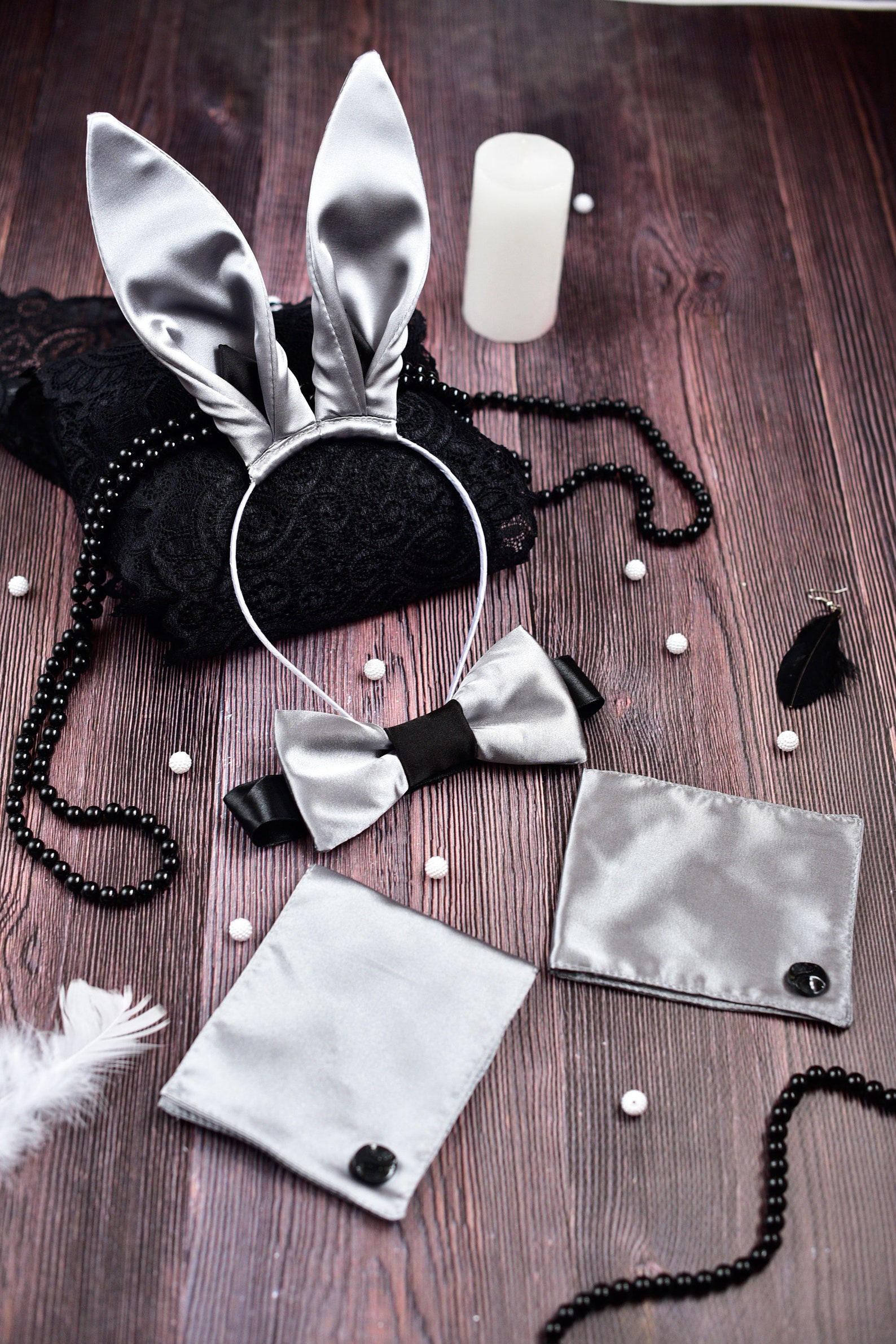 Satin Bunny Ears Set Bachelorette Party Rabbit Ears Headband - Etsy