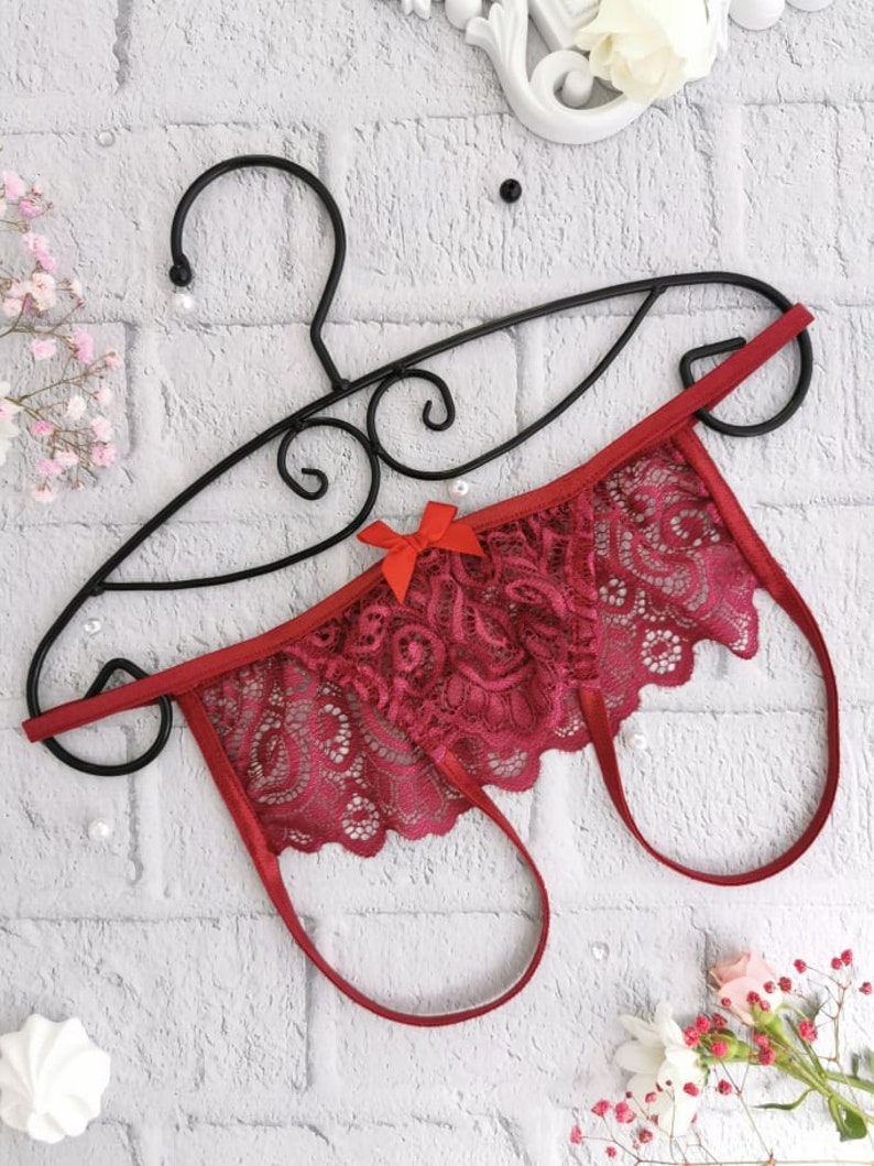 Black Lace Crotchless Panties Sexy Bridal Open Crotch Lingerie Etsy
