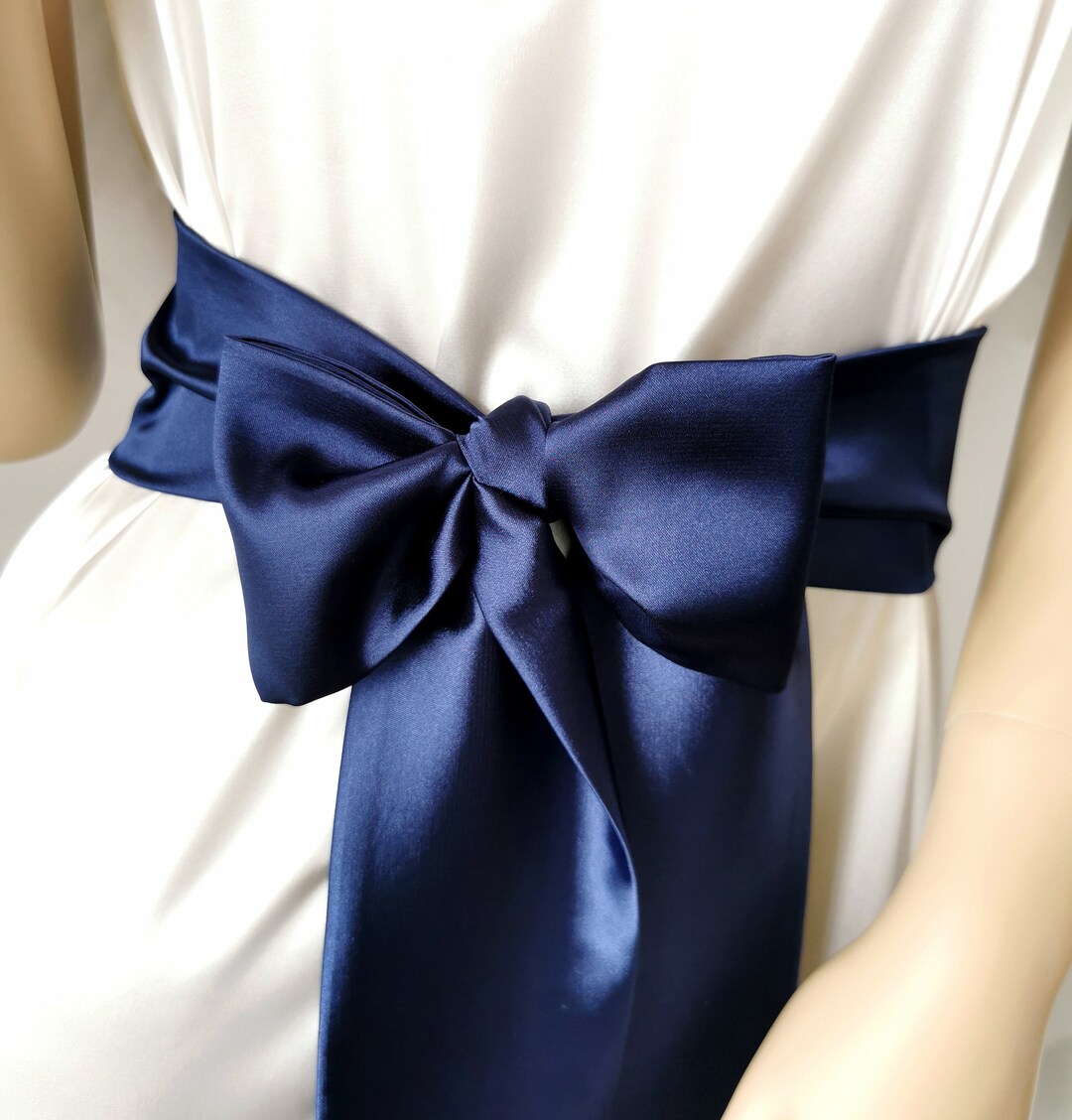 Navy Blue Satin Belt Navy Bridesmaid Satin Sash Wedding Dress Belt for ...