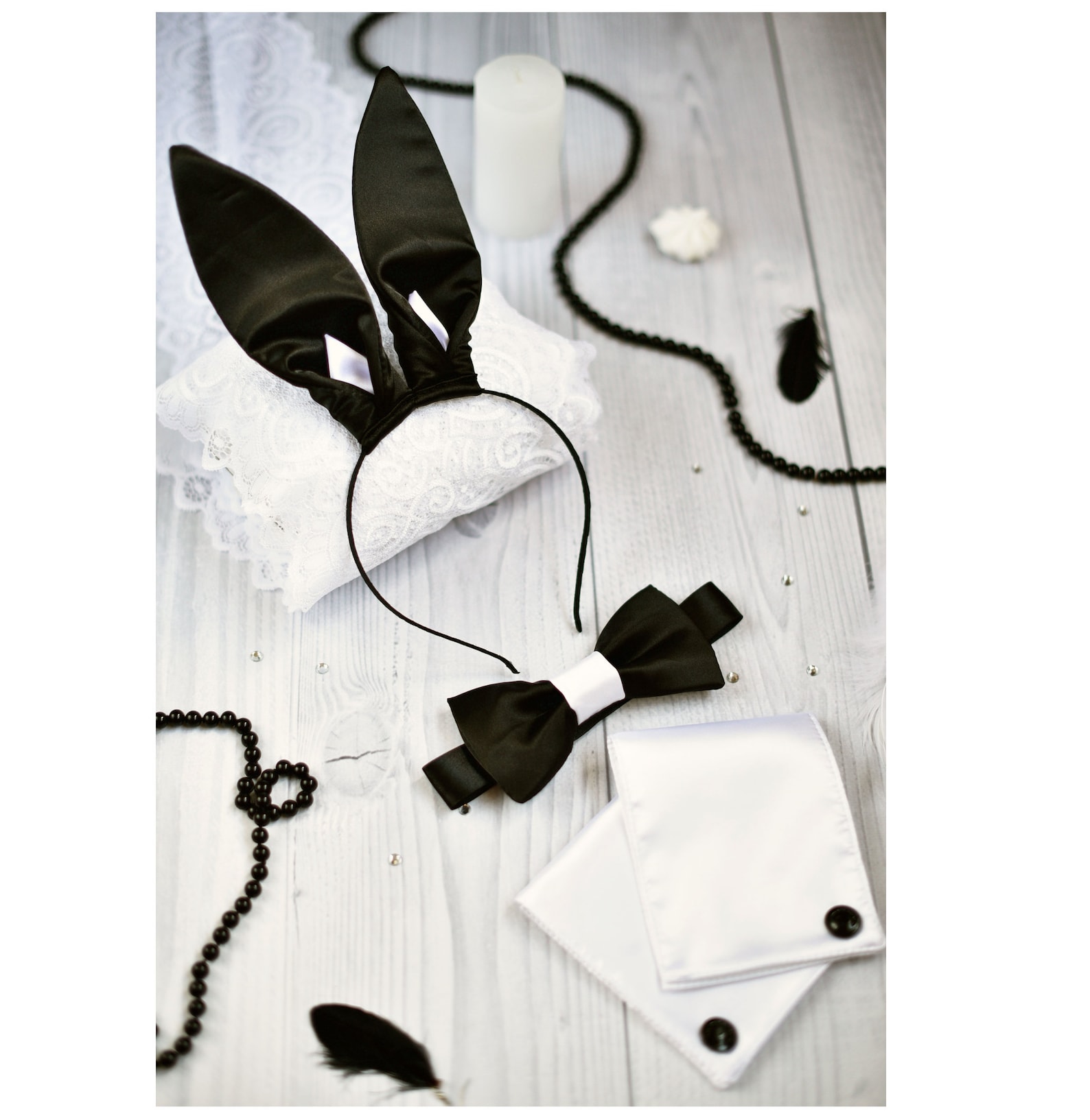 Satin Bunny Ears Set Bachelorette Party Rabbit Ears Headband - Etsy