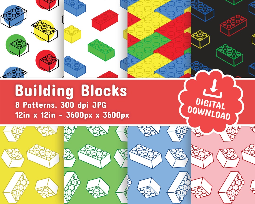 Building Blocks 8 Digital Papers | Digital Files | Seamless Design ...