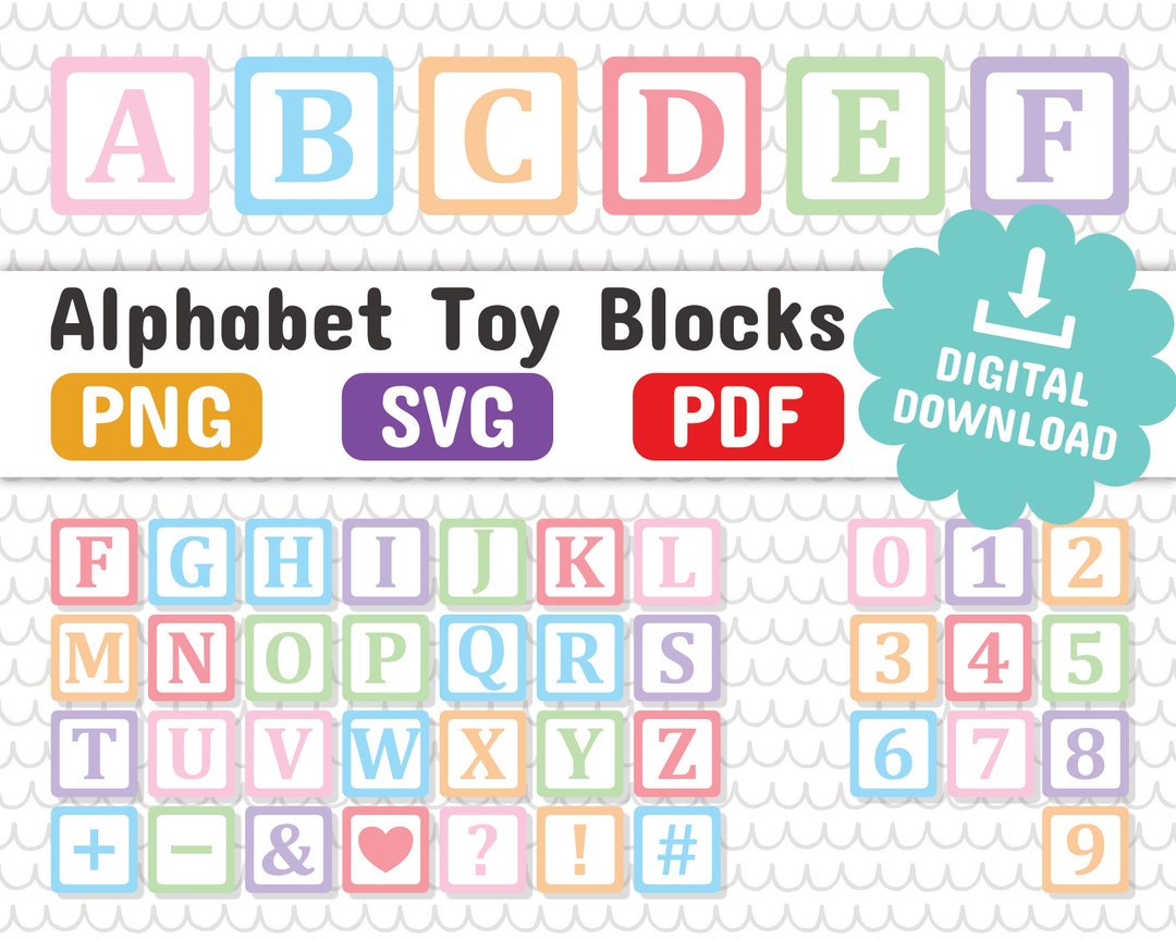 Pastel Alphabet Blocks Clipart | PNG SVG PDF (digital Download) - Etsy