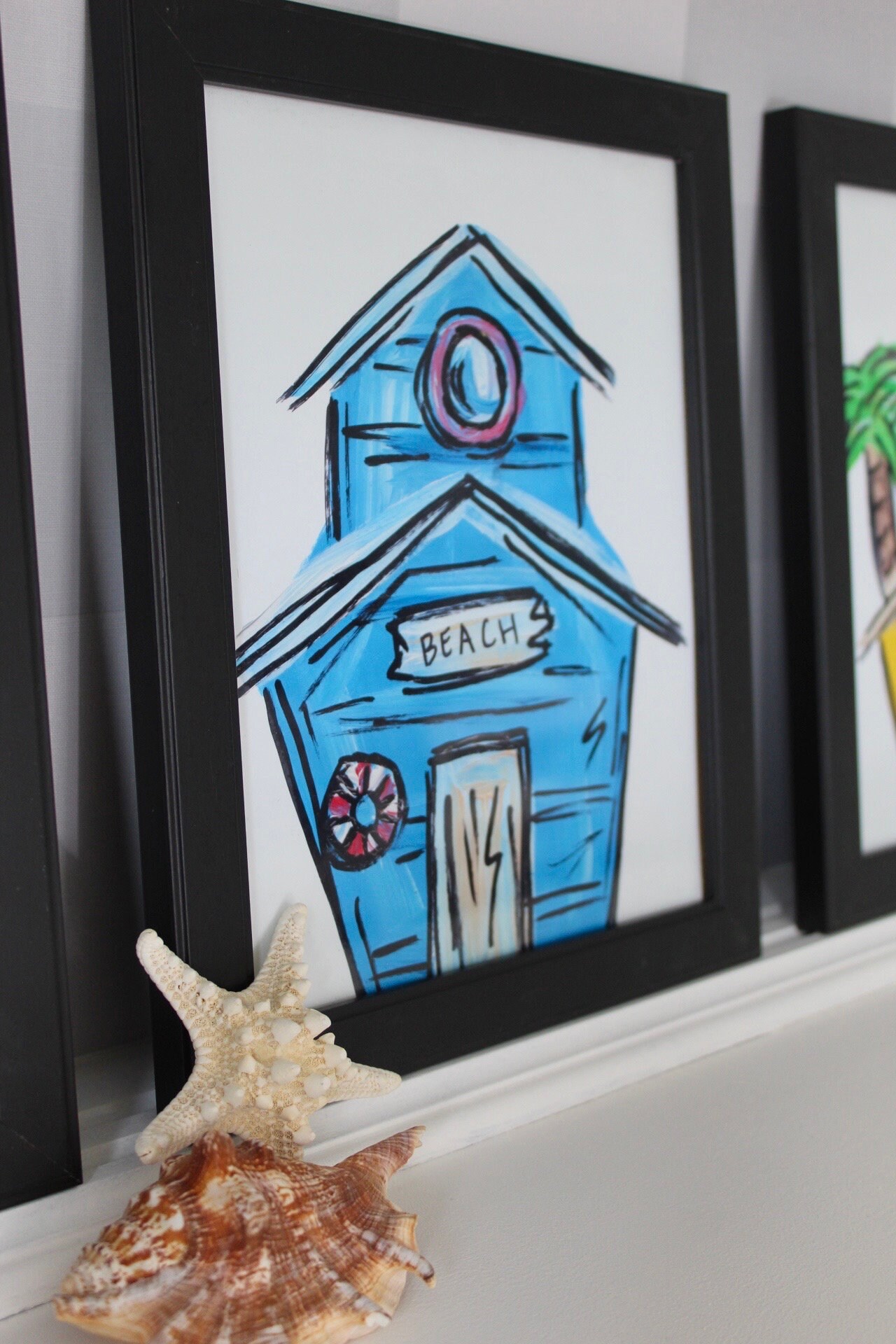 Blue Beach House Art Print - Etsy