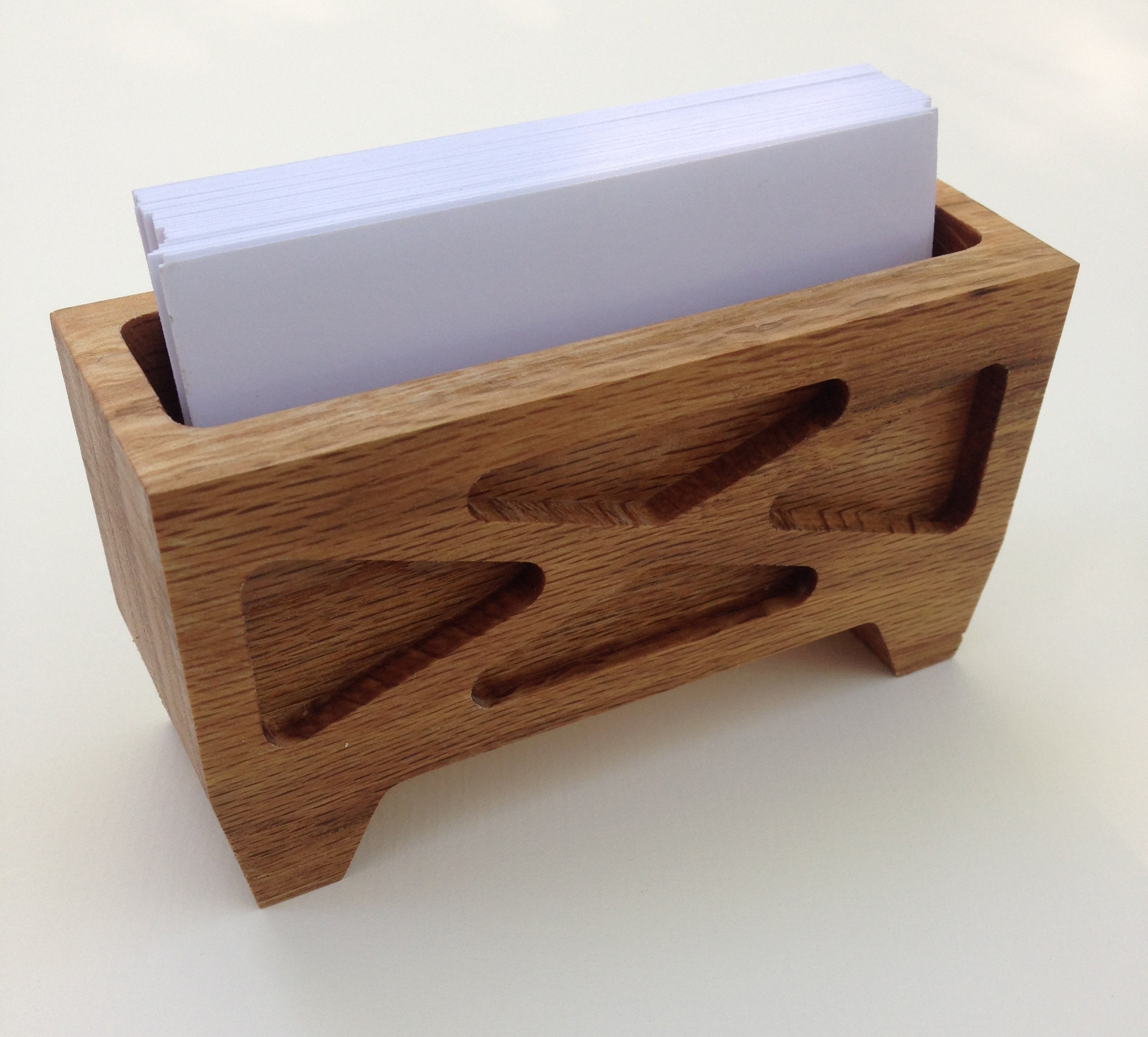 Solid Wood Business Card Holder CNC Machined From Reclaimed Pin Oak - Etsy