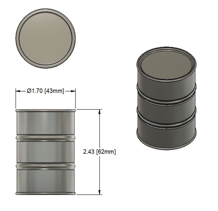 1:14 Scale Miniature 55 Gallon Drum / Oil Barrel (single Drum) - Etsy