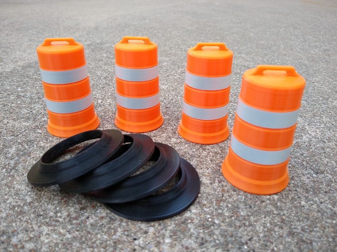 1:14 Scale Orange Construction Barrels With Reflective Tape (set of 4 ...