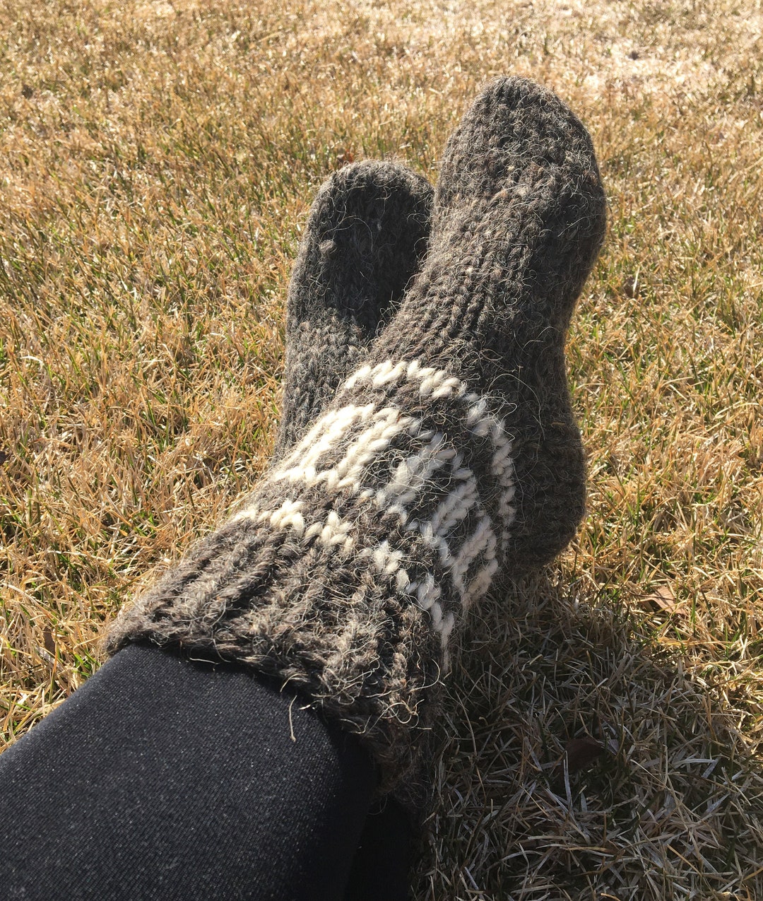 Hand Knitted Wool Socks, Pure Sheep Wool Socks, Fathers Day Gift for ...