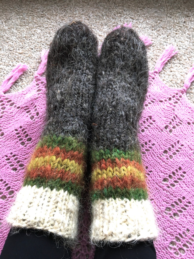 Men's Hand Knitted Wool Socks Thick Large Sizes Pure Wool - Etsy