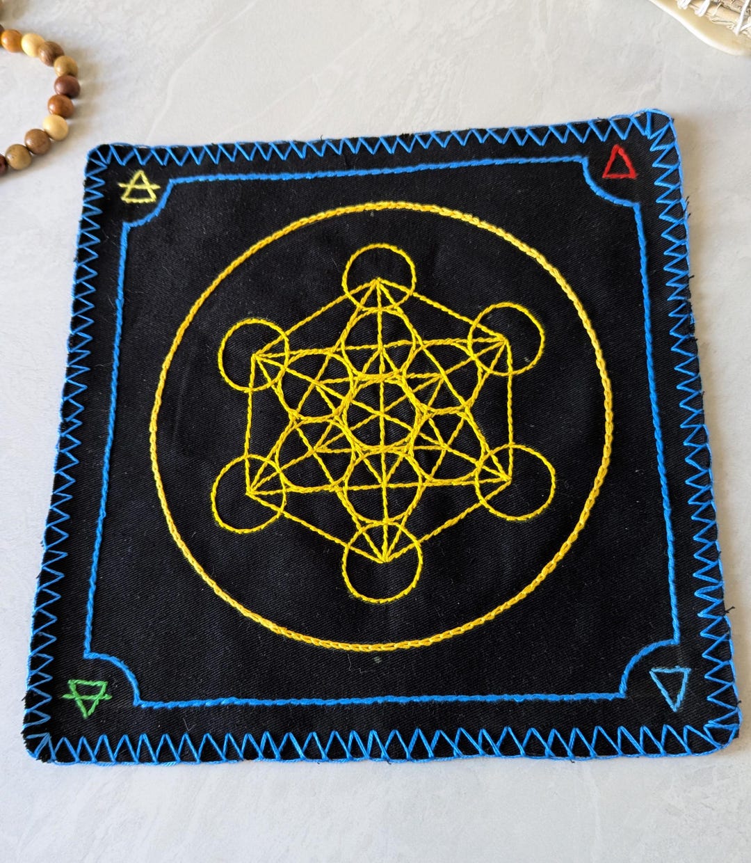 Metatron Cube Altar Cloth, Crystal Grid, Ceremonial Space, Tapestry ...