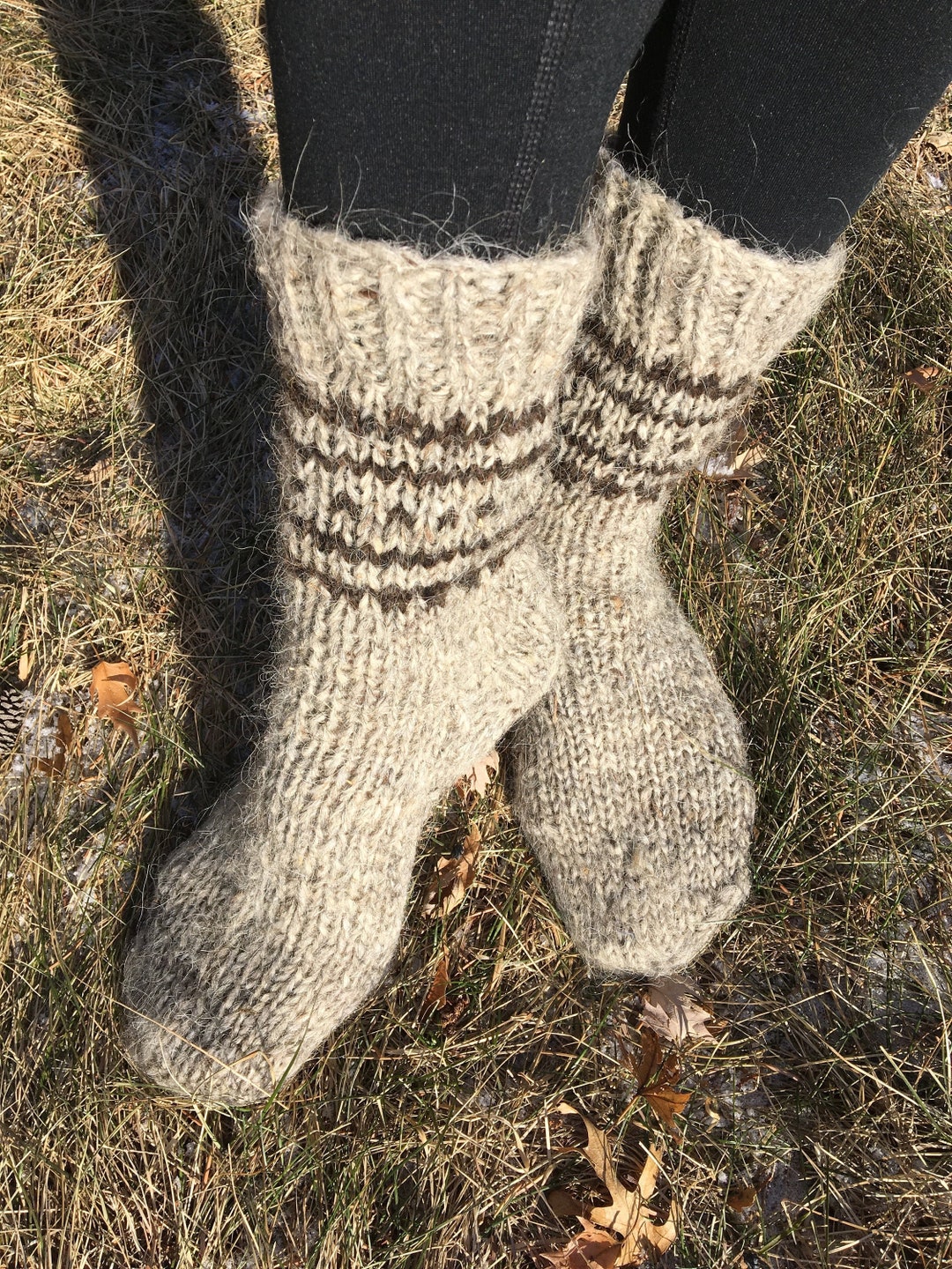 Hand Knit 100% Wool Socks. Thick Pure Wool Bed Socks. Hand Knit Wool ...