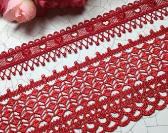 Red Guipure Lace Fabric - Etsy