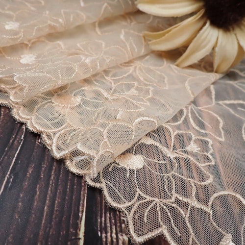 Deep Wine Embroidered Floral Stretch Mesh Lace Trim by the - Etsy