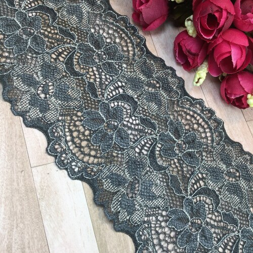 Deep Wine Embroidered Floral Stretch Mesh Lace Trim by the - Etsy