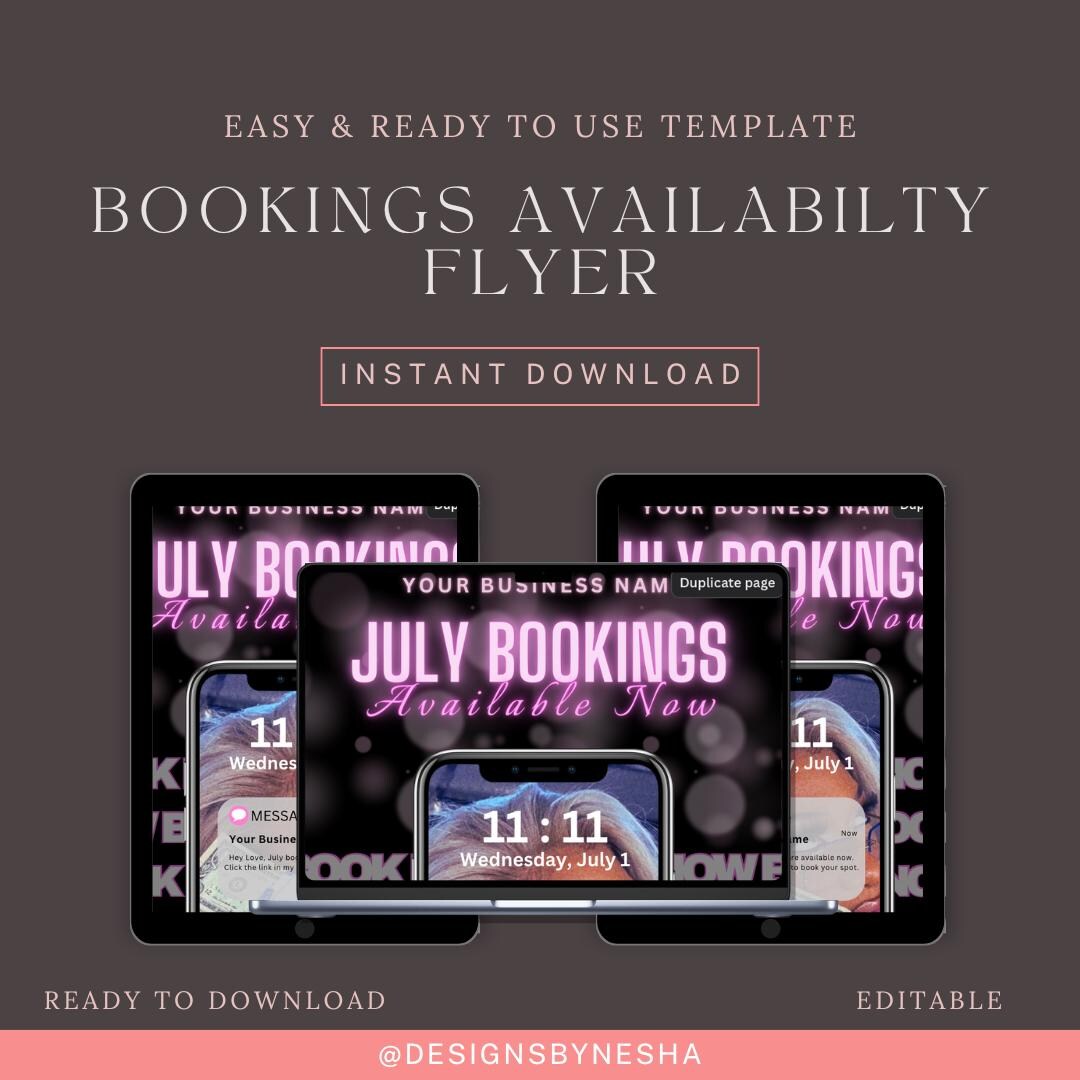Editable Social Media Canva Bookings Now Available Flyer - Etsy