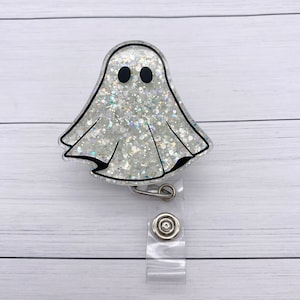 Ghost Badge Reel, Glow in the Dark Ghost, Halloween Badge Reel, Fall ...