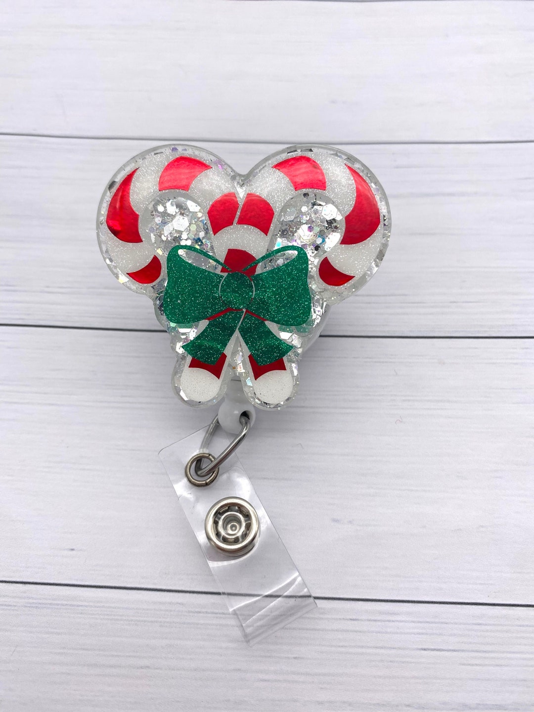 Candy Cane Badge Reel, Christmas Badge Reel, Holiday Badge Holder, Cute ...