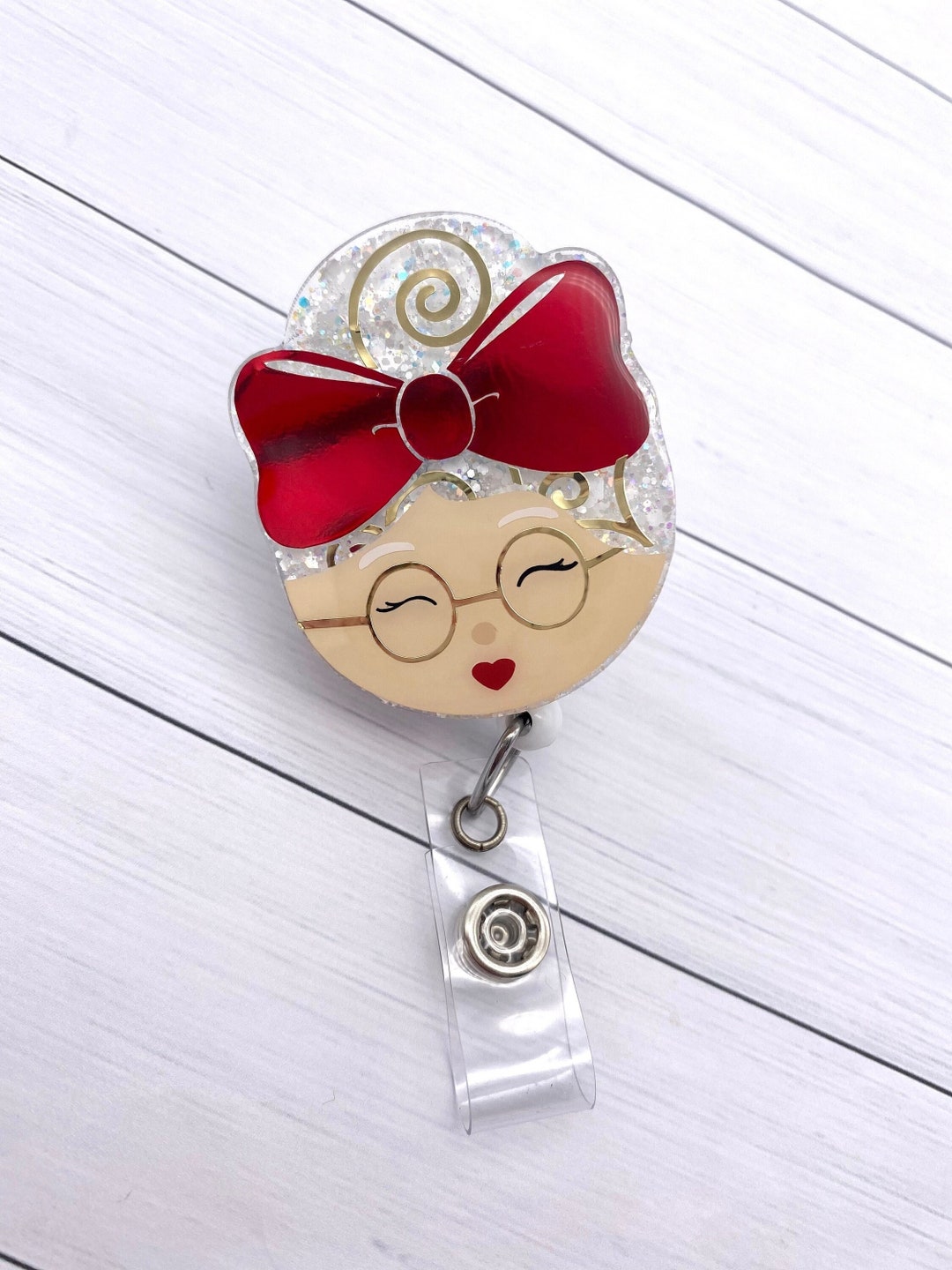 Mrs Claus Badge Reel, Christmas Badge Reel, Holiday Badge Holder, Cute ...