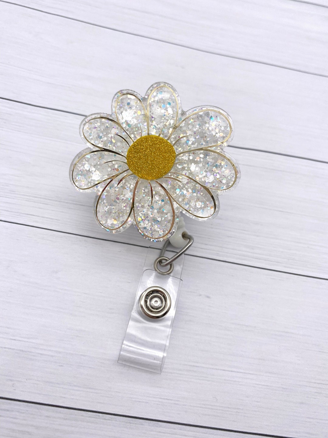 Daisy Badge Reel, Flower ID Holder, Spring Badge Reel, Summer Badge ...