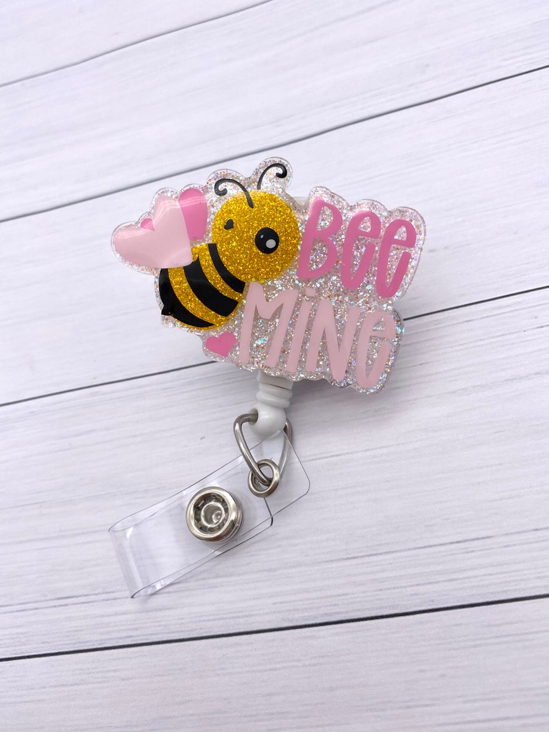 Bee Mine Badge Reel, Valentine's Day Badge Reel, Cute Badge Reel, Nurse ...
