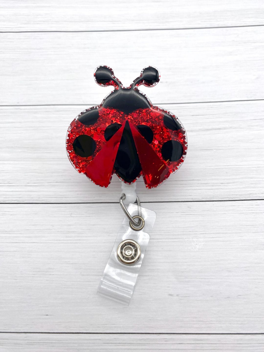 Ladybug Badge Reel, Nurse ID Holder, Spring Badge Reel, Summer Badge ...