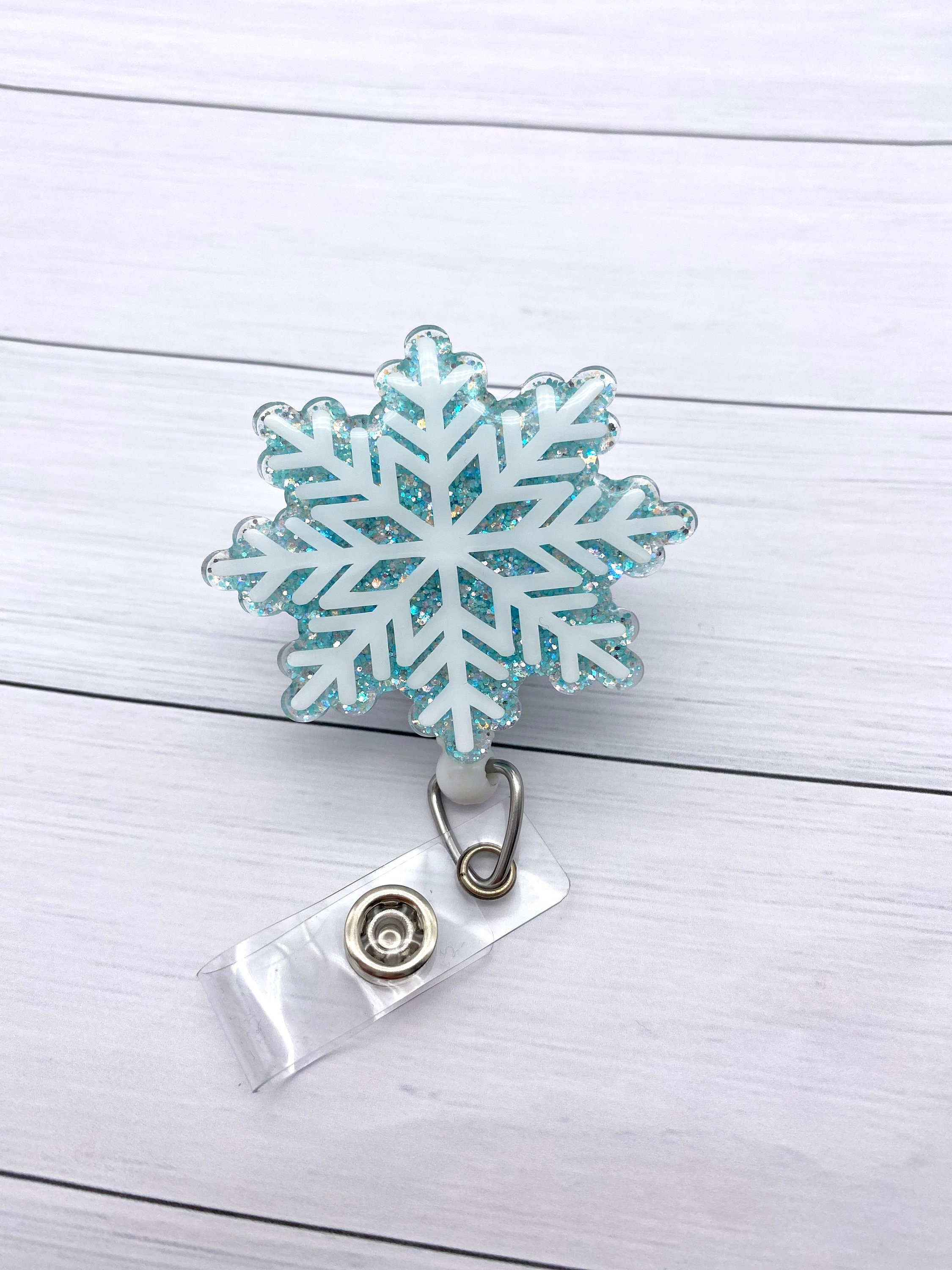 Snowflake Badge Reel Glow in the Dark Badge Reel Christmas - Etsy