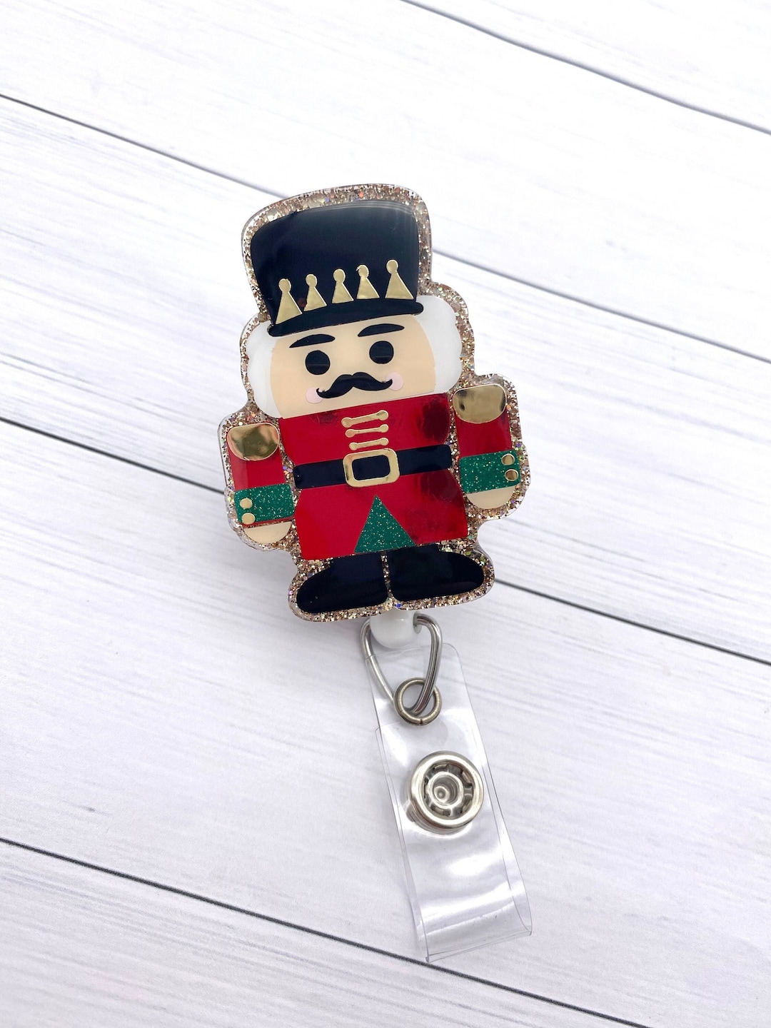 Nutcracker Badge Reel, Christmas Badge Reel, Holiday Badge Holder, Cute Badge Reel, Stocking ...