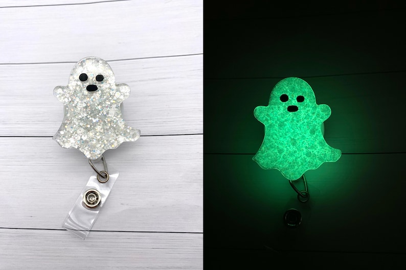 Ghost Badge Reel Glow in the Dark Ghost Halloween Badge - Etsy